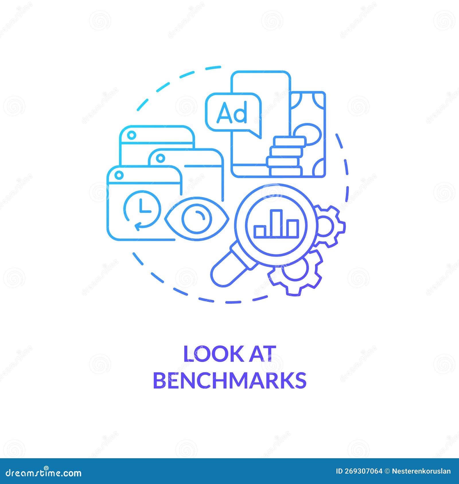 Look at Benchmarks Blue Gradient Concept Icon Stock Vector ...