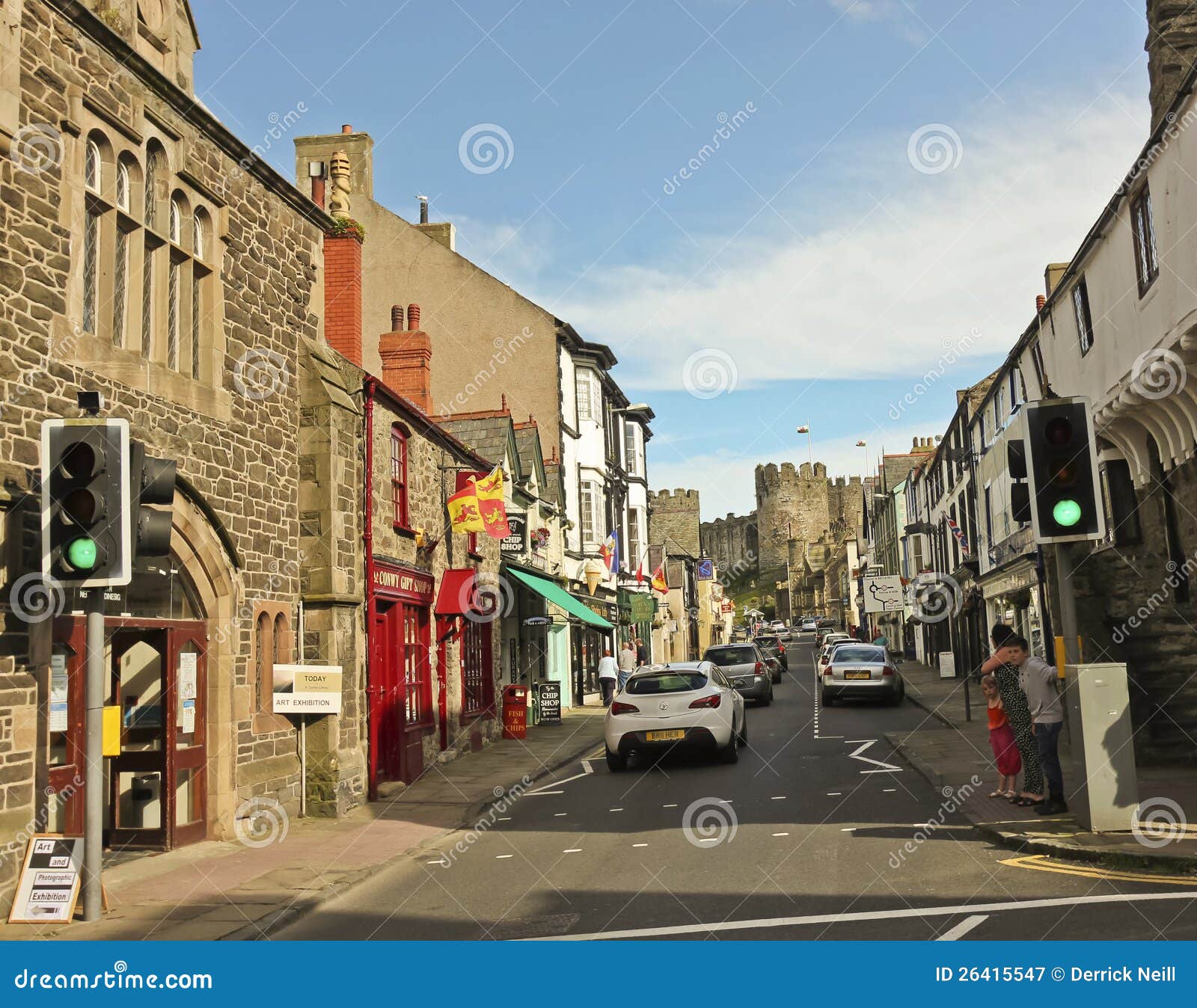 A Look Down Castle Street, Conwy, Wales Editorial Photography - Image ...