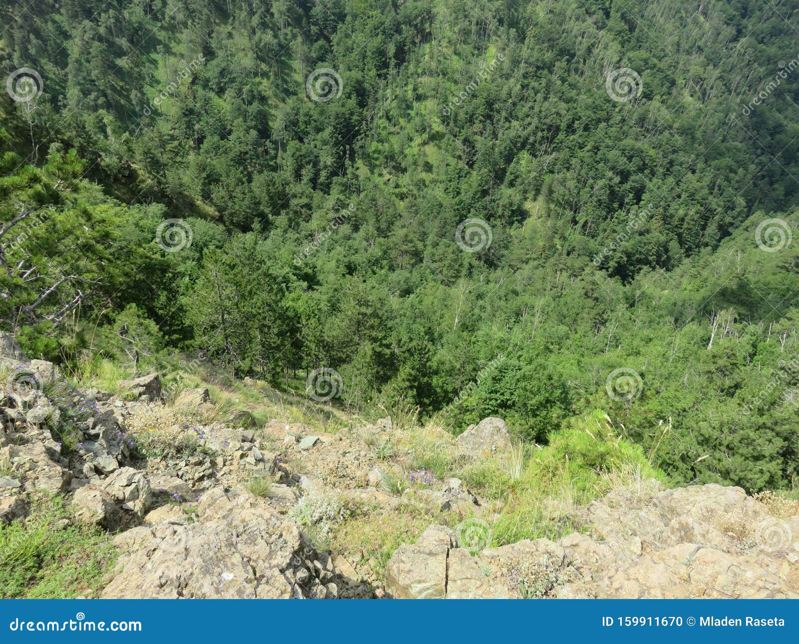 Look Down from the Mountain Path at the Top of the Hill Stock Photo ...