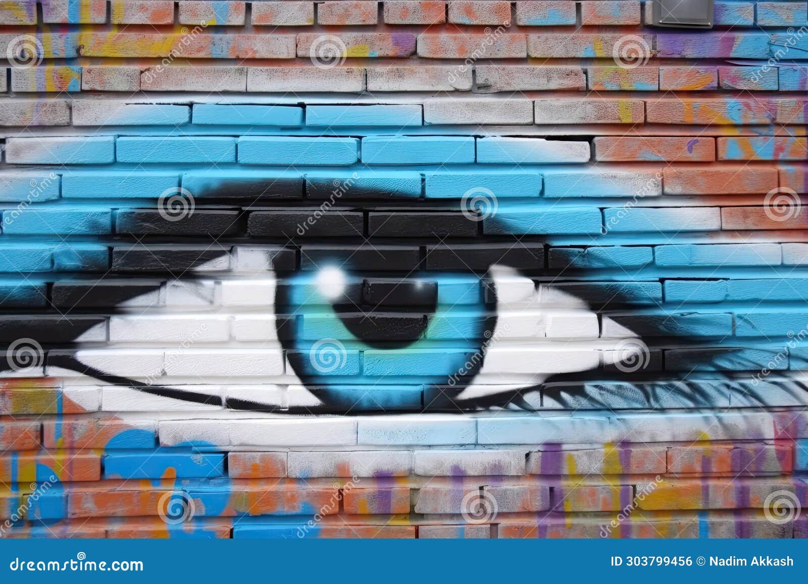 Look Expressive Art Street Modern Wall Brick Eye Graffiti Stock ...