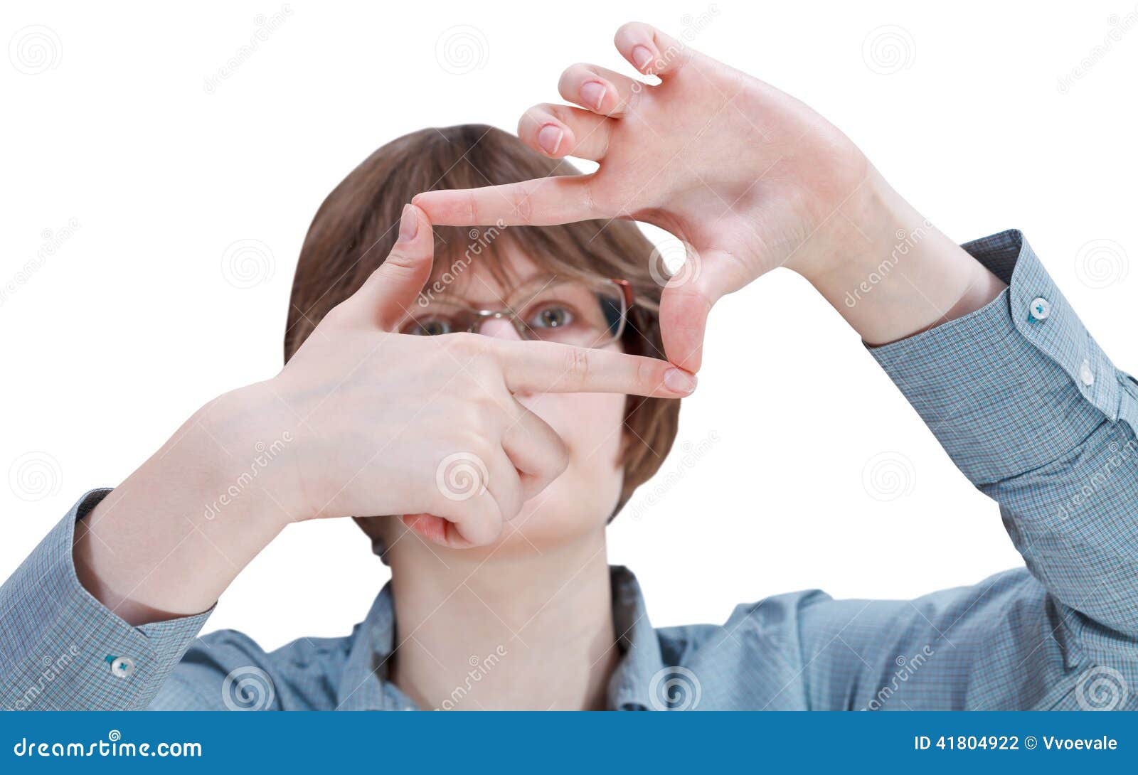 Look through Fingers Frame - Hand Gesture Stock Photo - Image of full ...