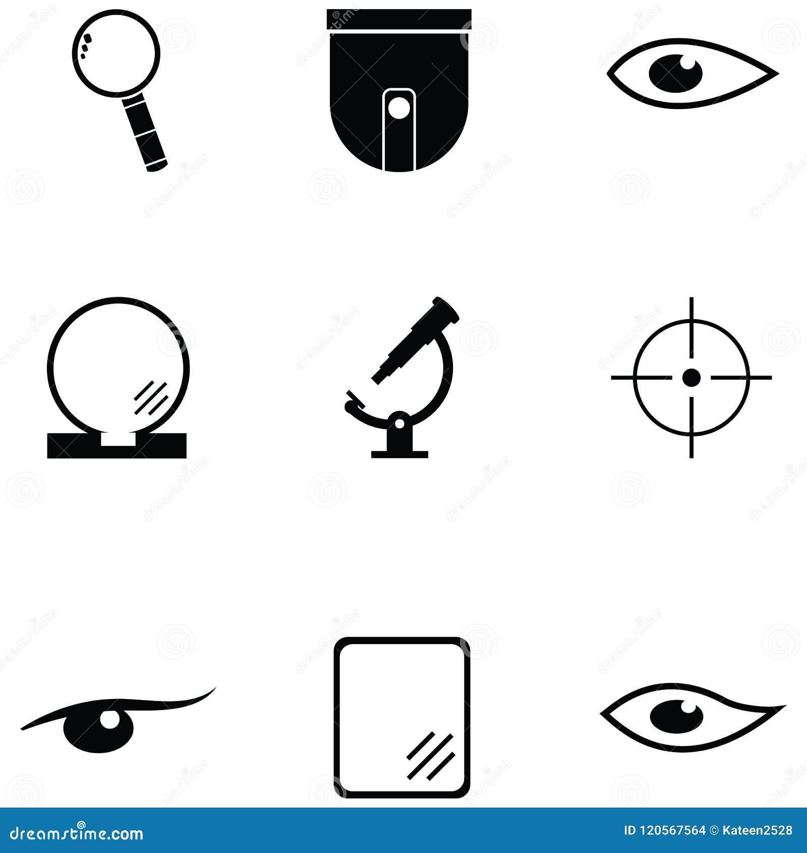 Look icon set stock vector. Illustration of lens, black - 120567564
