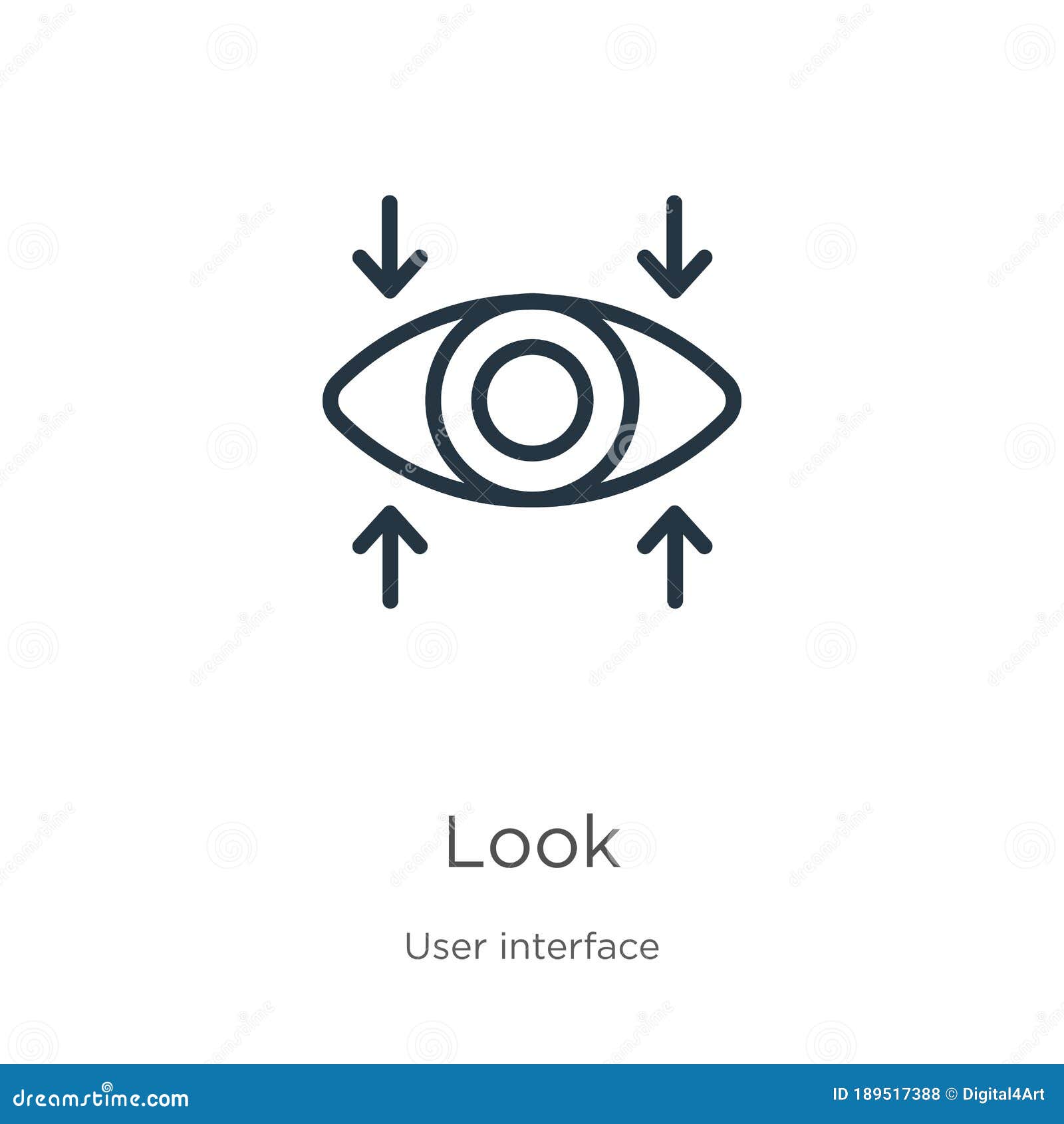 Look Icon. Thin Linear Look Outline Icon Isolated on White Background ...