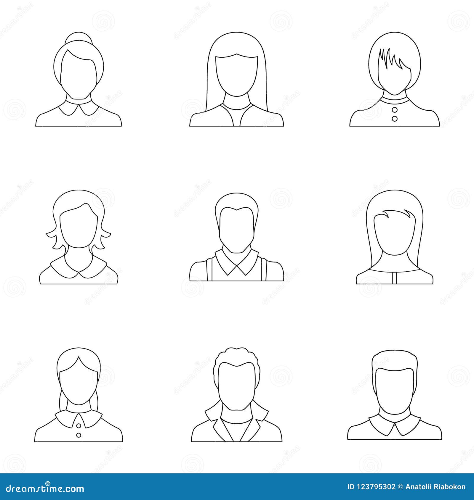Look Icons Set, Outline Style Stock Illustration - Illustration of head ...