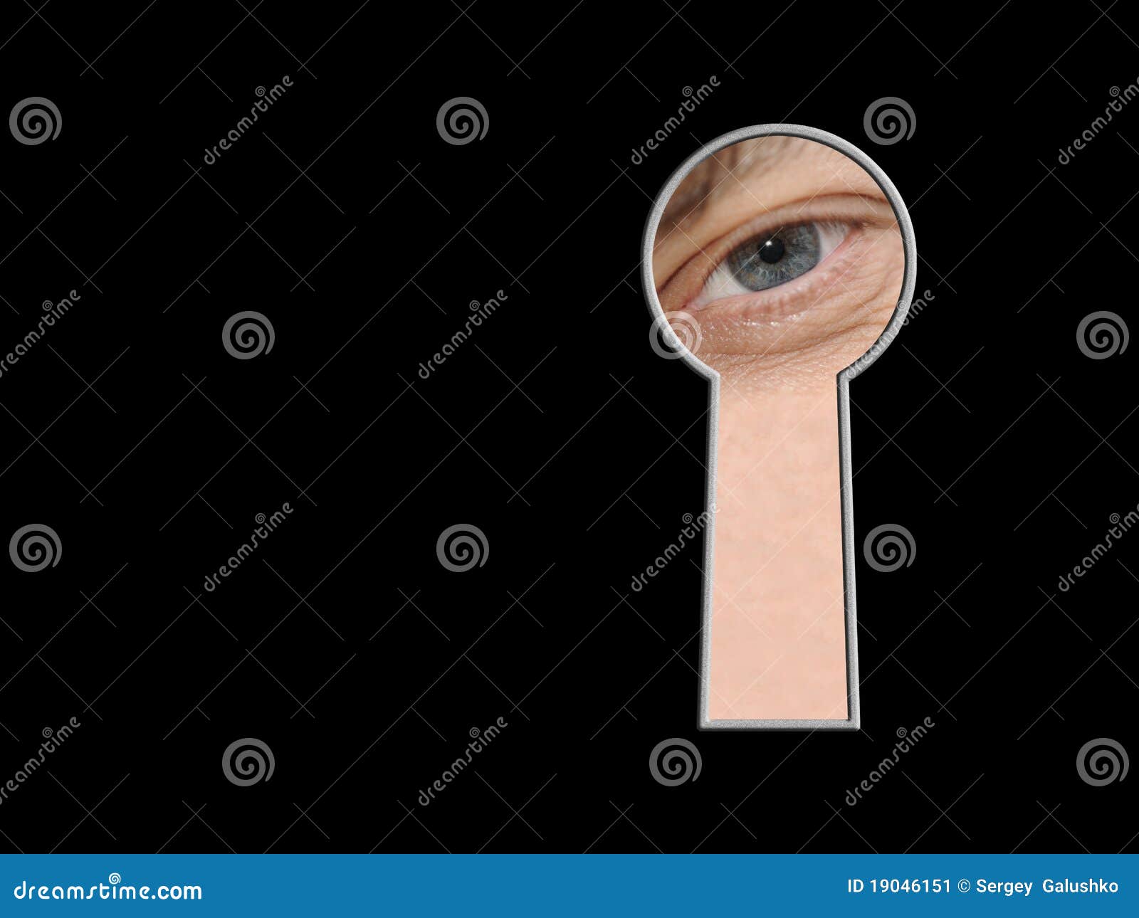 Look through a Keyhole in Black Background Stock Image - Image of dark ...