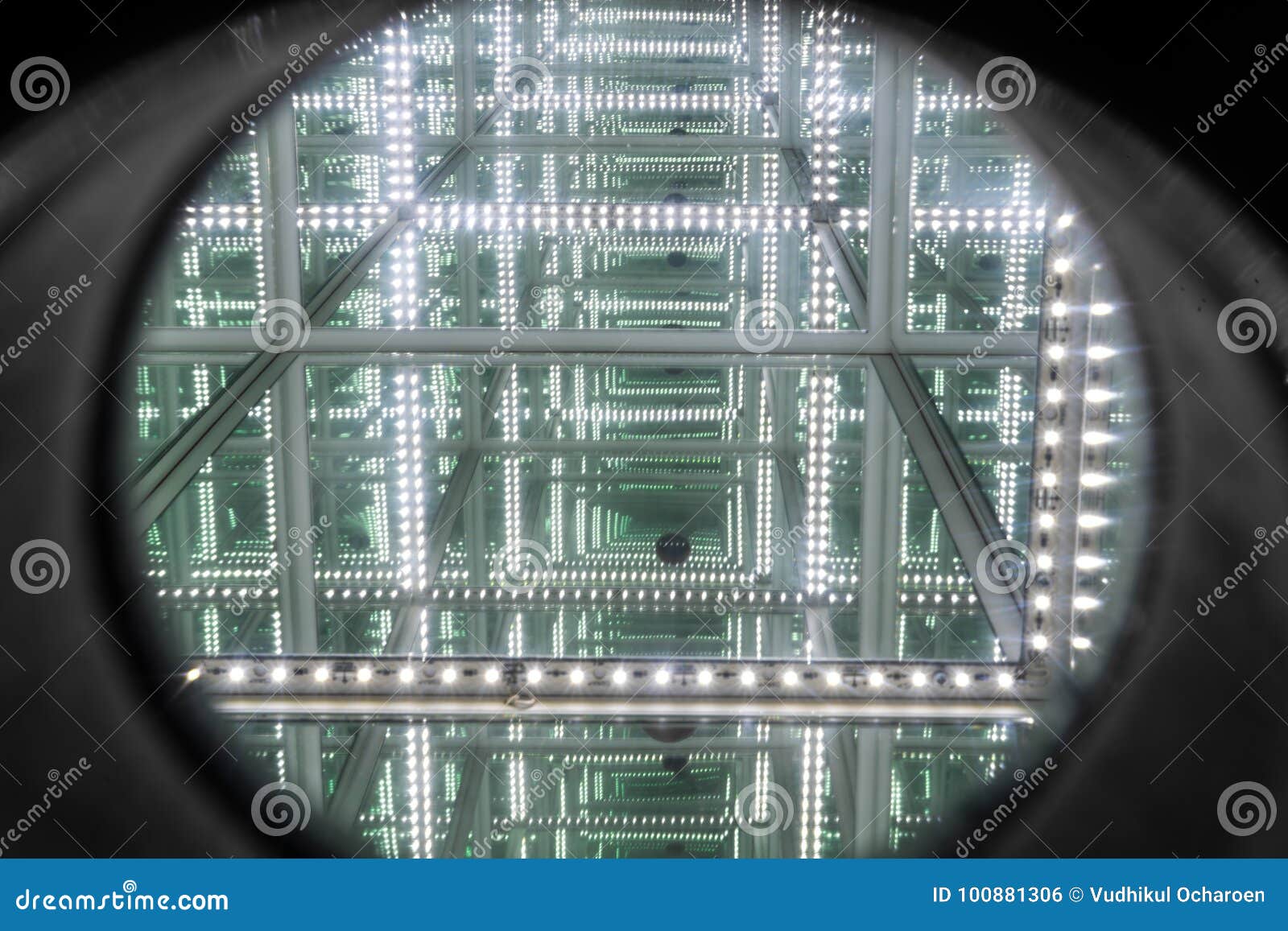 A Look through LED Mirror with Abstract Infinite with High Depth Stock ...