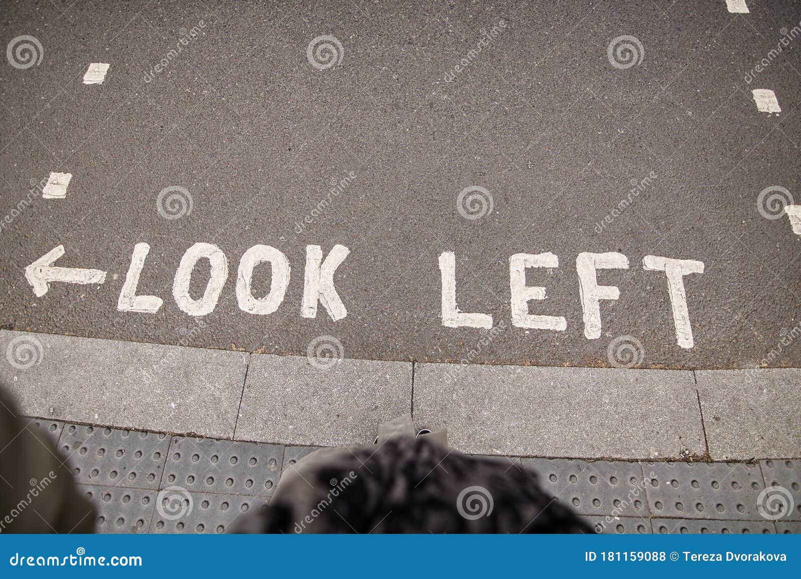 Look Left sign in a London stock photo. Image of crossroads - 181159088