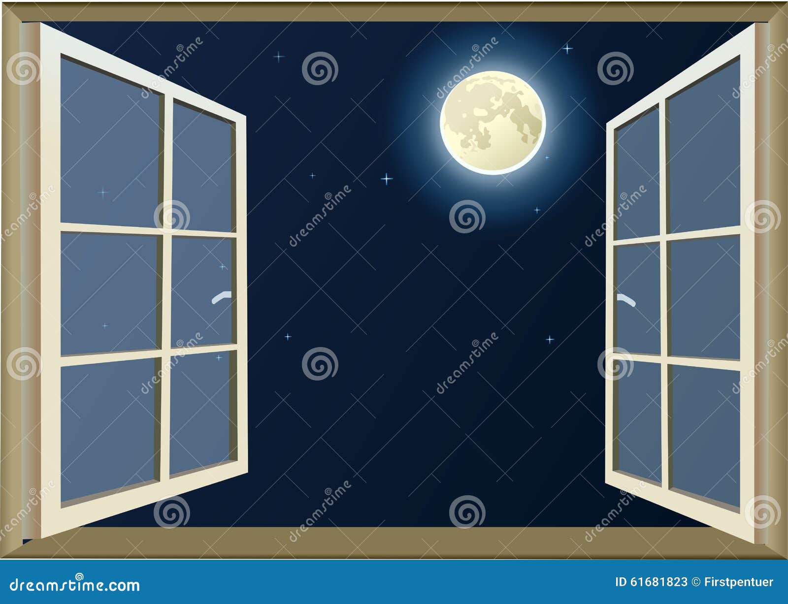 Look At The Moon Thru Half Opened Window Stock Image | CartoonDealer ...