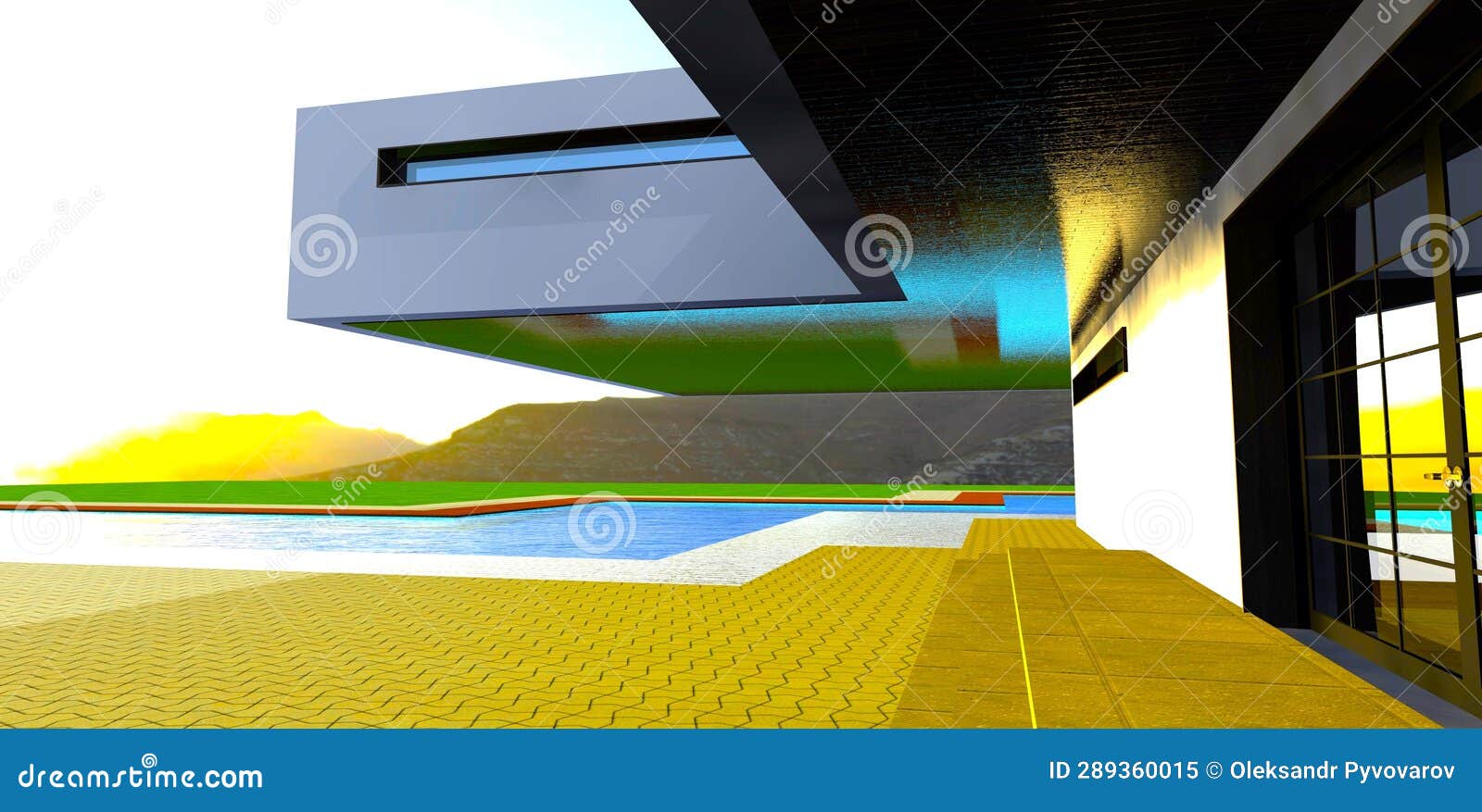 Console Structure Above The Swimming Pool With Glowing Surface On The ...