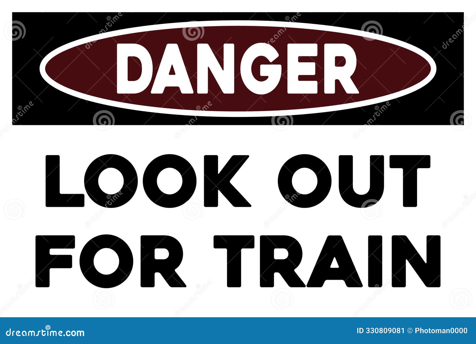 Look Out for Train Warning Sign Stock Illustration - Illustration of ...