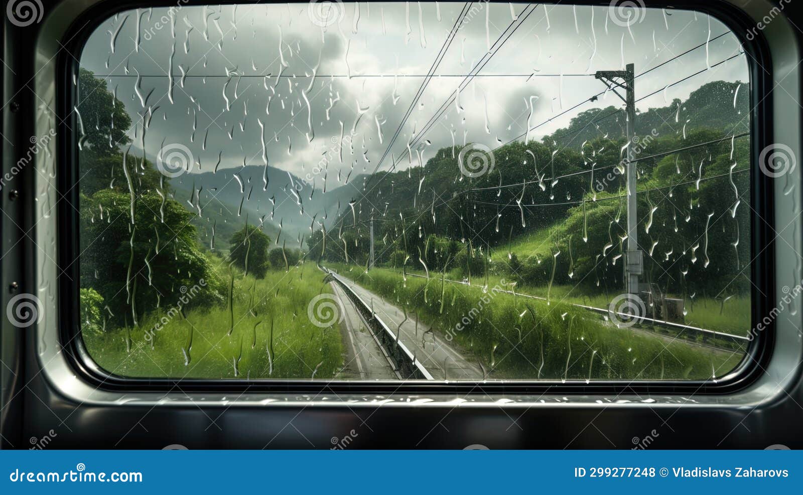 A Look through the Rain Window of the Train Stock Illustration ...