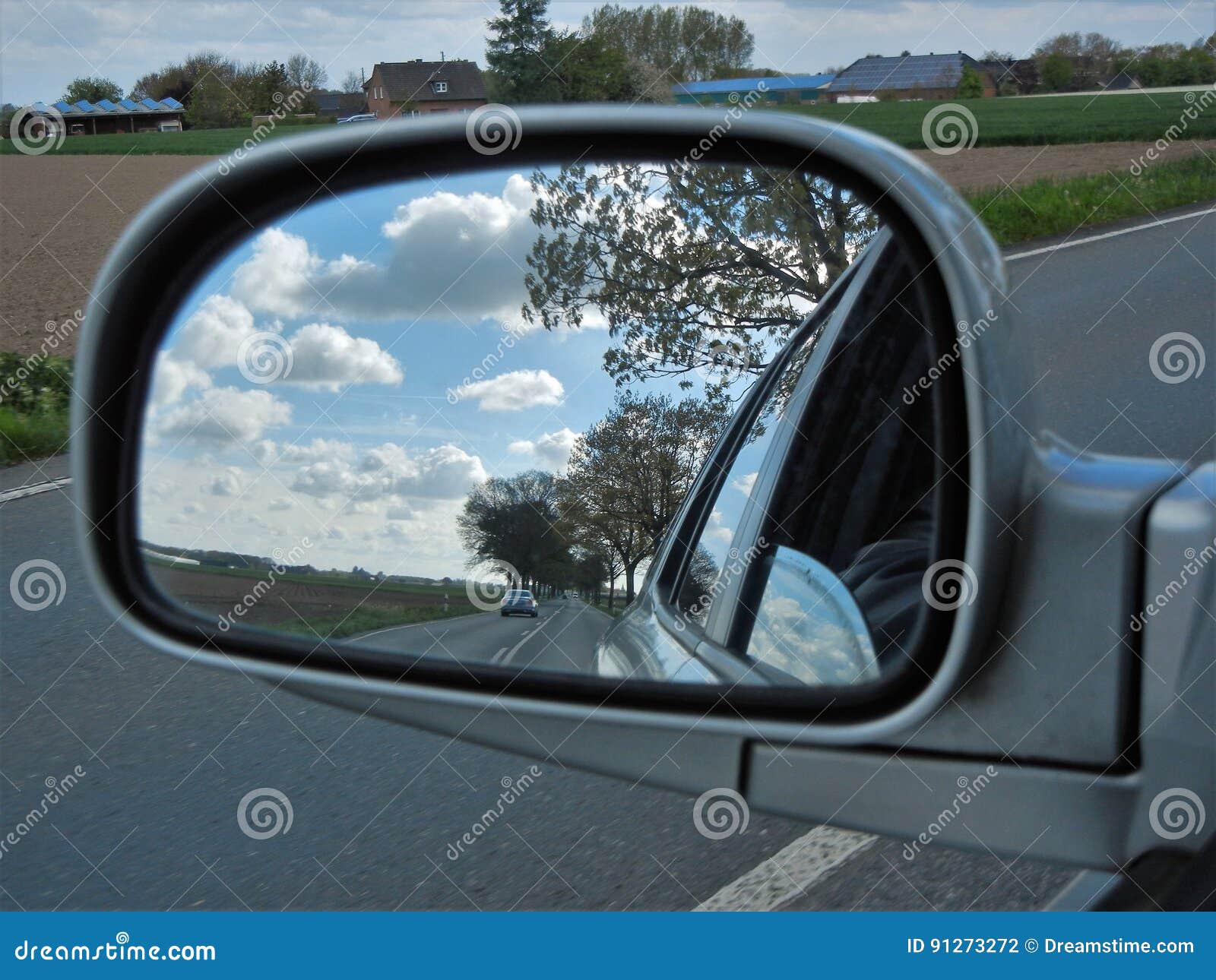 Look in the Rearview Mirror Stock Photo - Image of countryroad, away ...