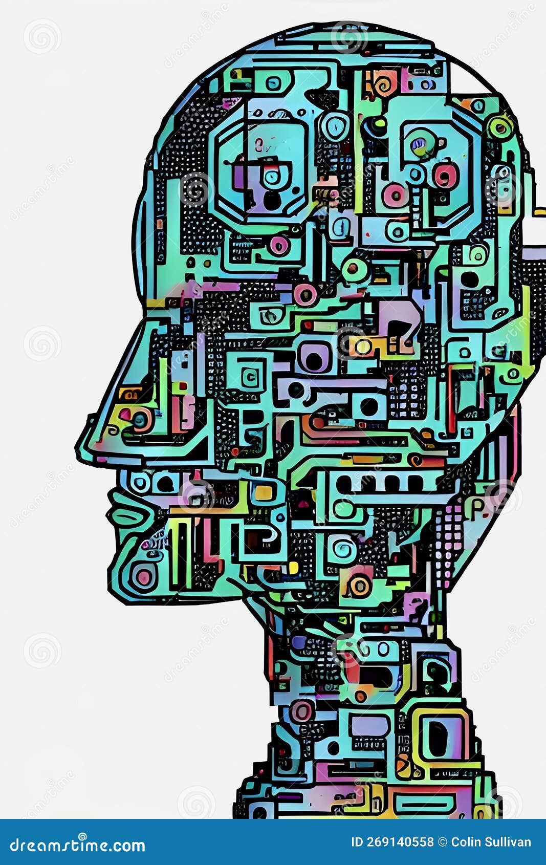 Robots brain stock illustration. Illustration of white - 269140558