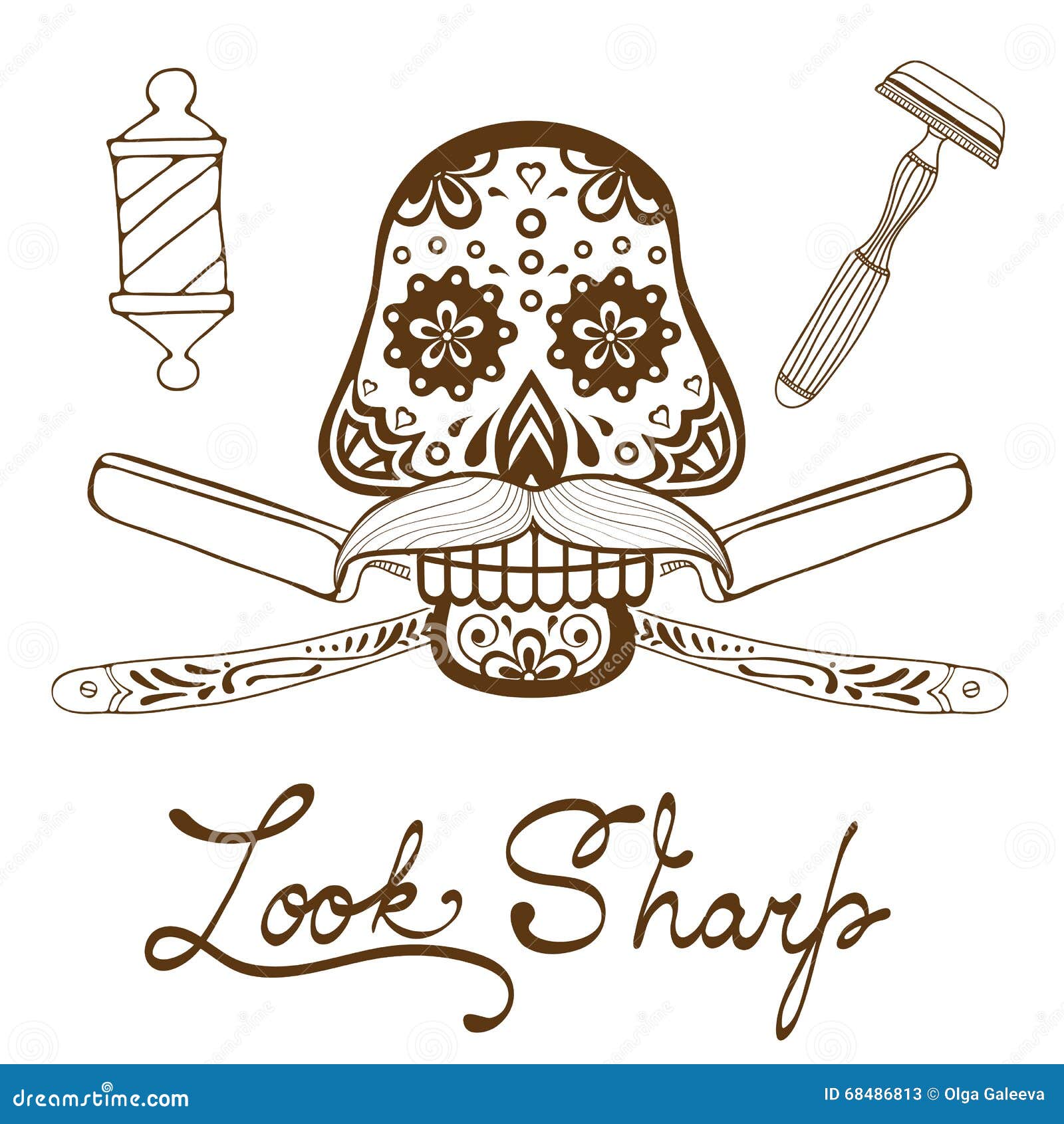 Look Sharp. Skull with Mustache Stock Vector - Illustration of sharp ...