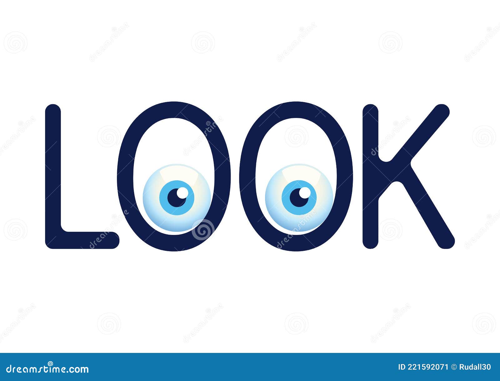 Look text with eye balls stock vector. Illustration of concept - 221592071