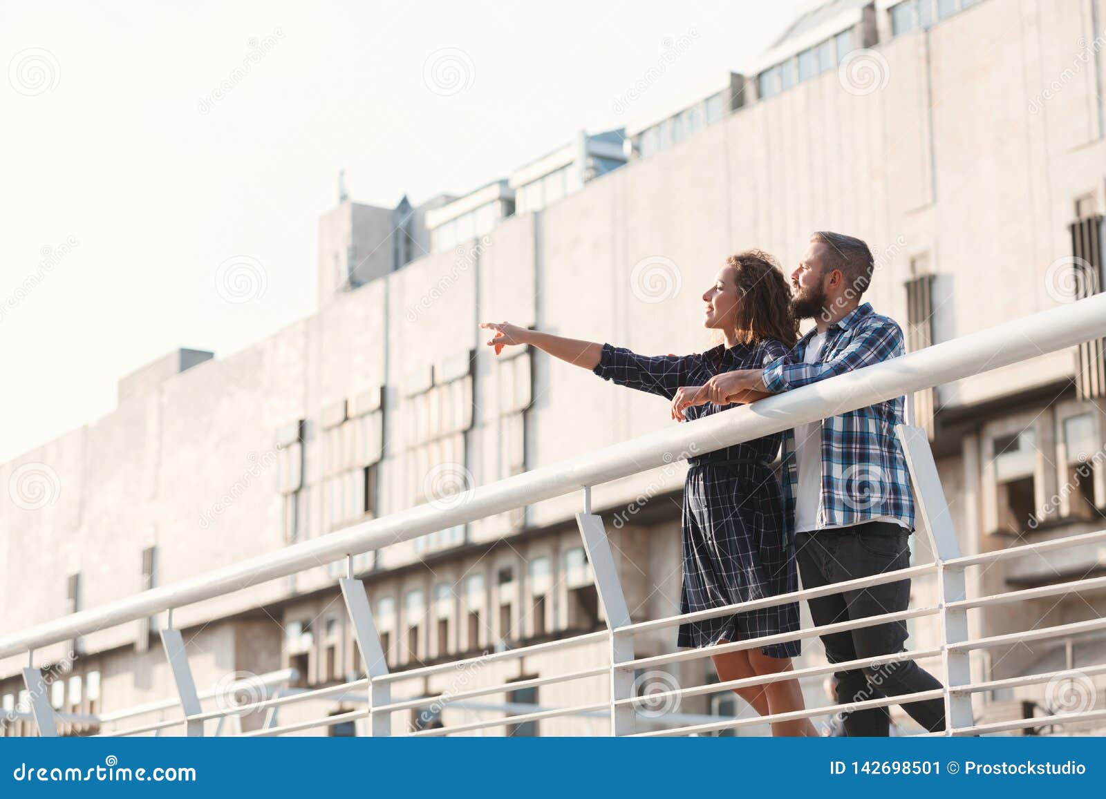 Look There. Woman Showing Something To Man Outside Stock Image - Image ... Look There. Woman Showing Something To Man Outside Stock Image - Image ...