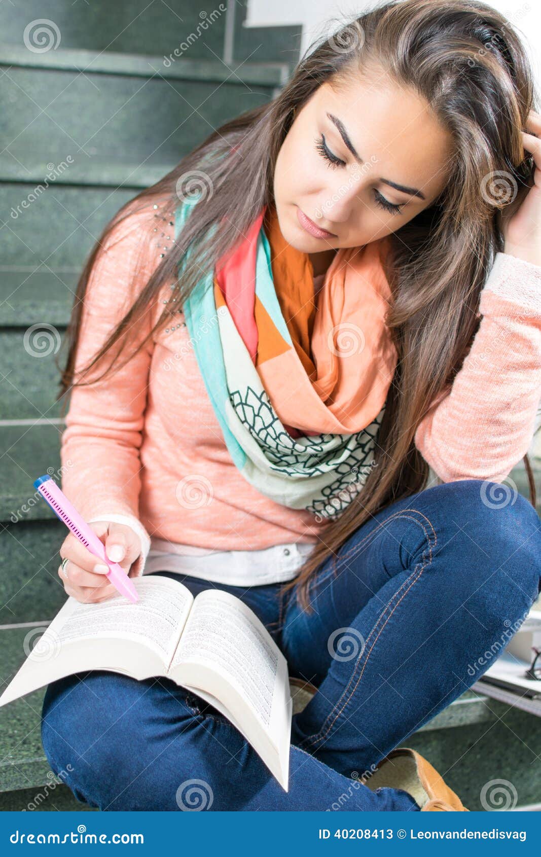 Look and think stock image. Image of female, happy, cheerful - 40208413