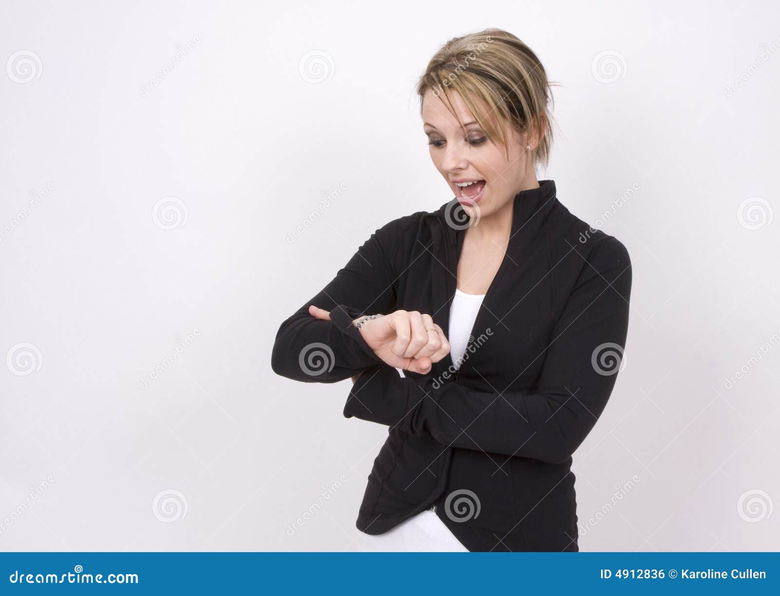 Look at the Time stock photo. Image of person, gasp, studio - 4912836