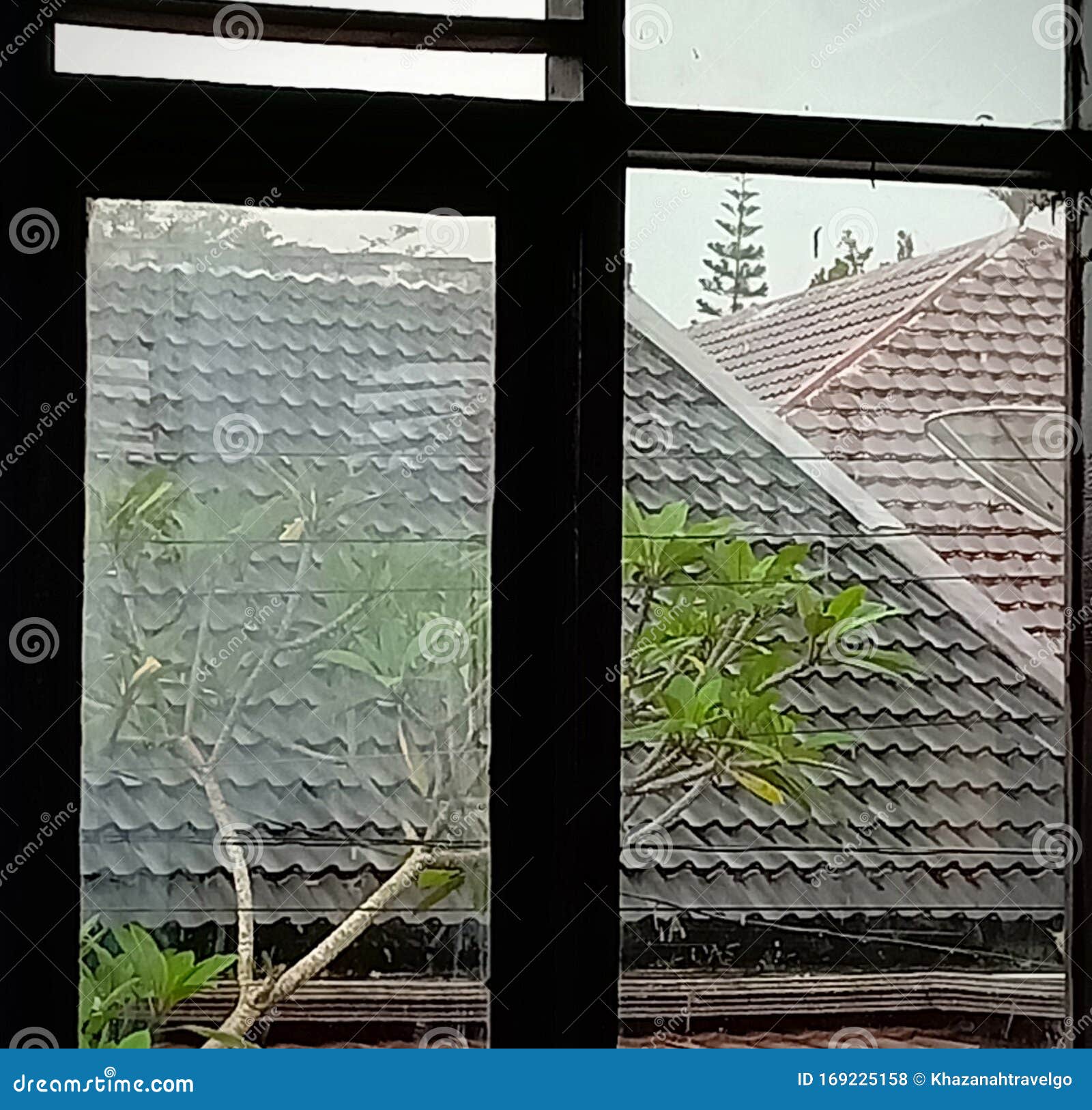 Rain Fall Down at Out of Window Stock Photo - Image of house, season ...