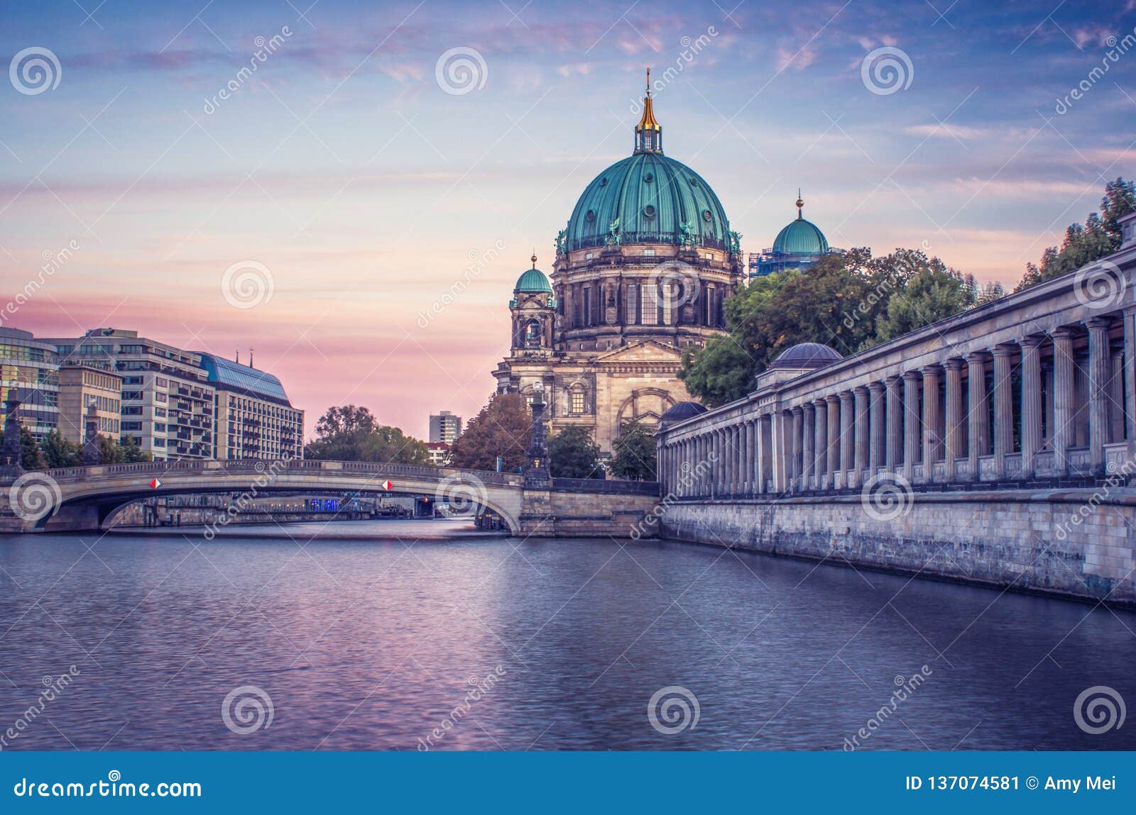 Berlin Cathedral on the River at Sunset Stock Image - Image of ...