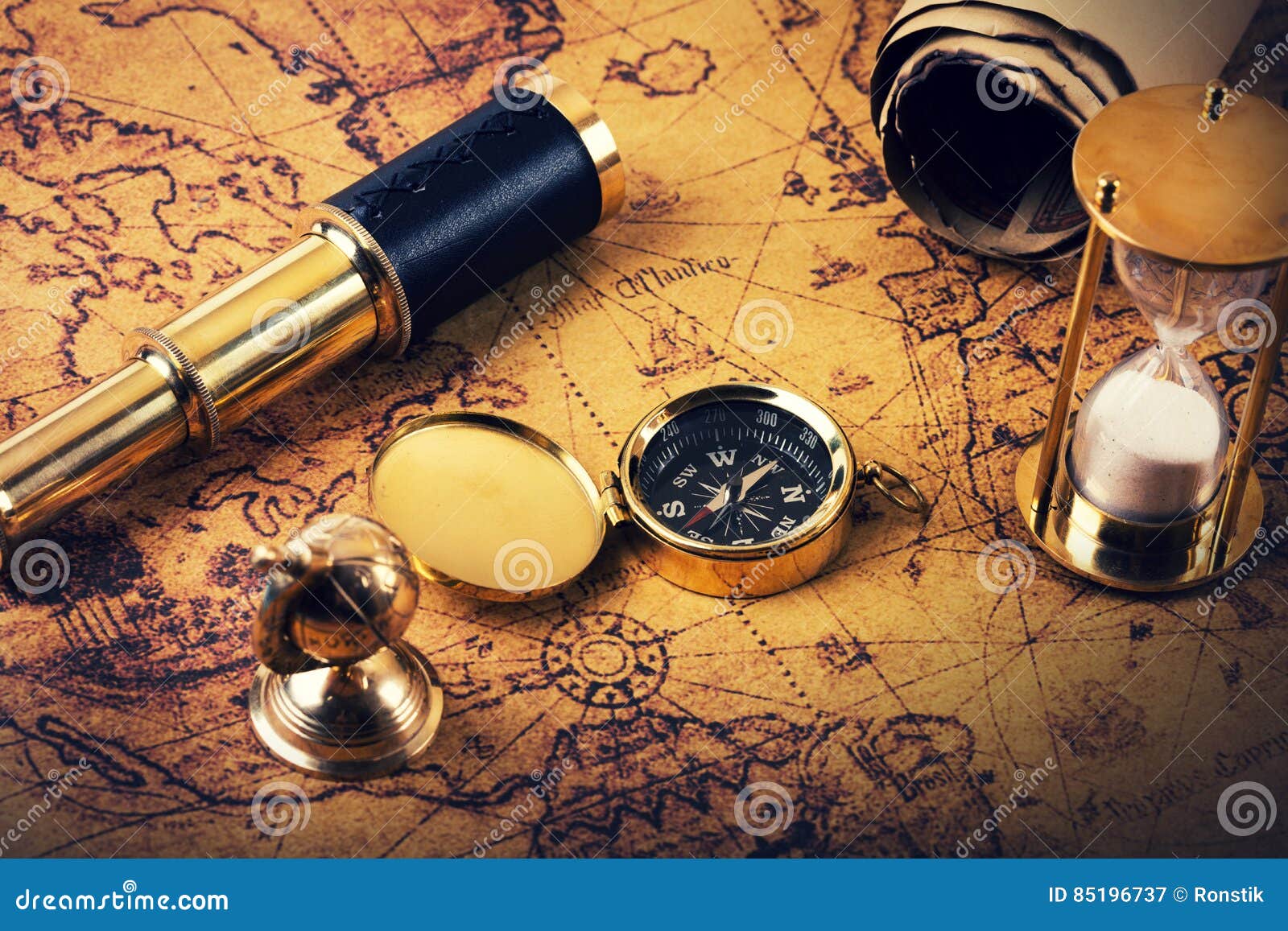 Looking for Adventures Concept - Vintage Navigation Items Stock Image ...