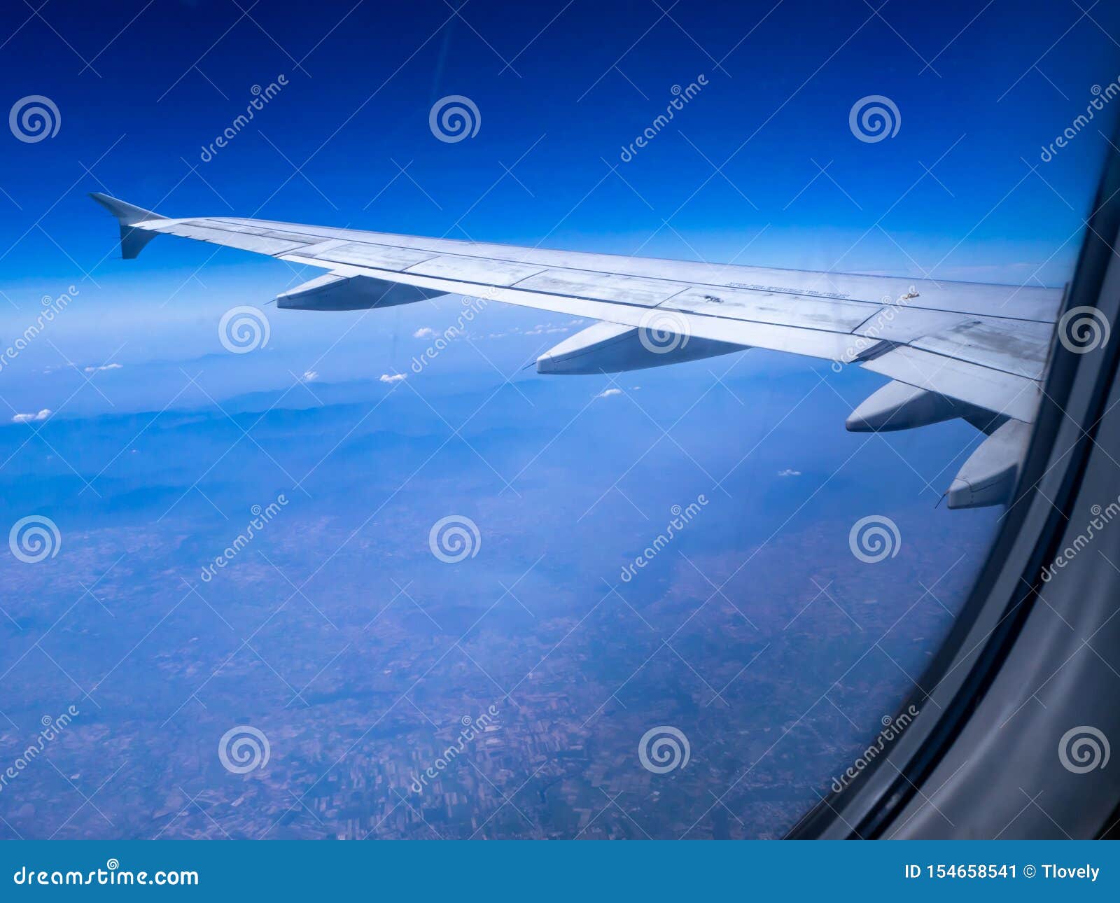 Looking at Aircraft Wing View from Windows Stock Image - Image of ...