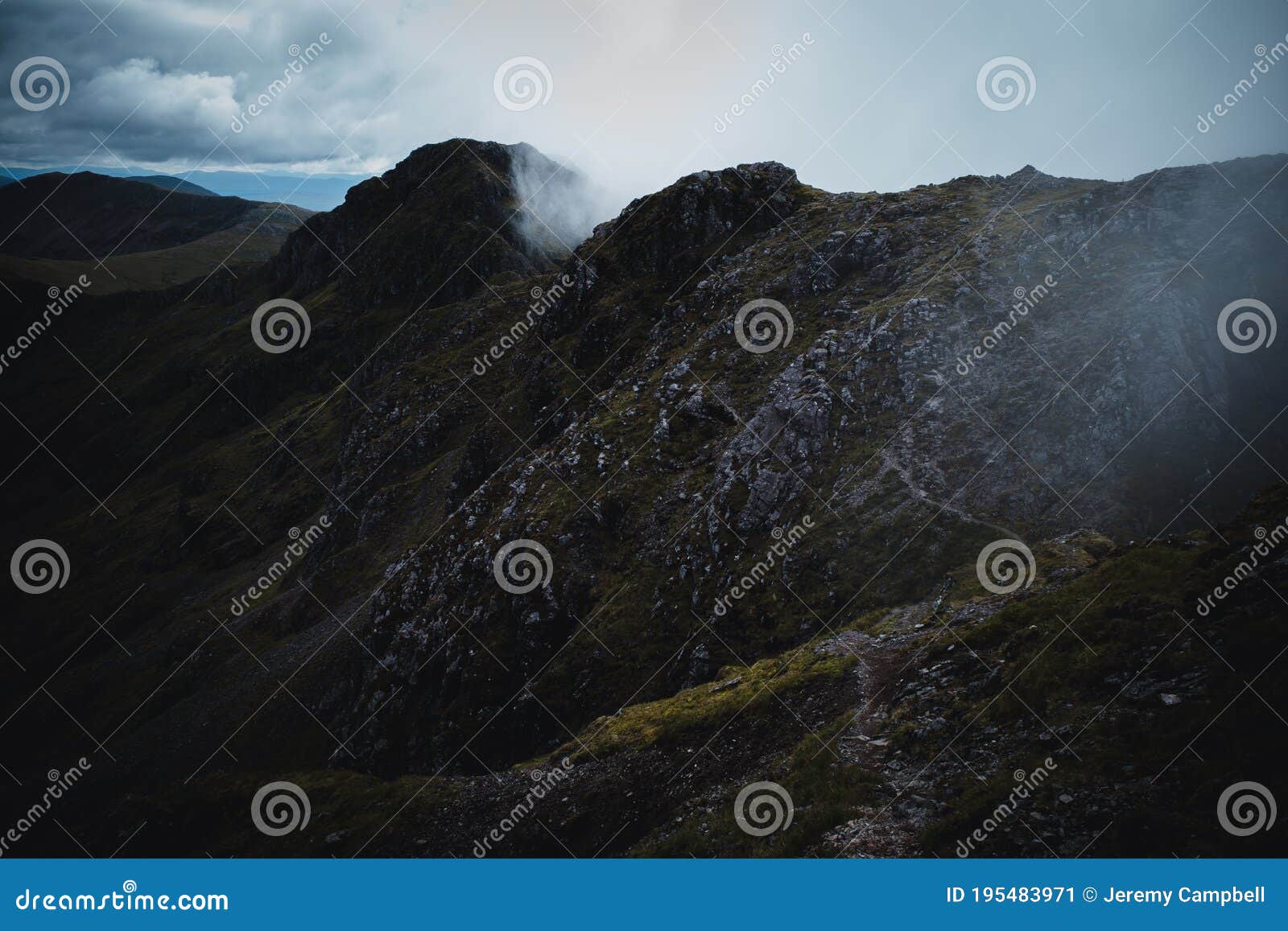 Aonach Eagach Ridge Above Loch Achtriochtan In Glencoe, Scotland ...