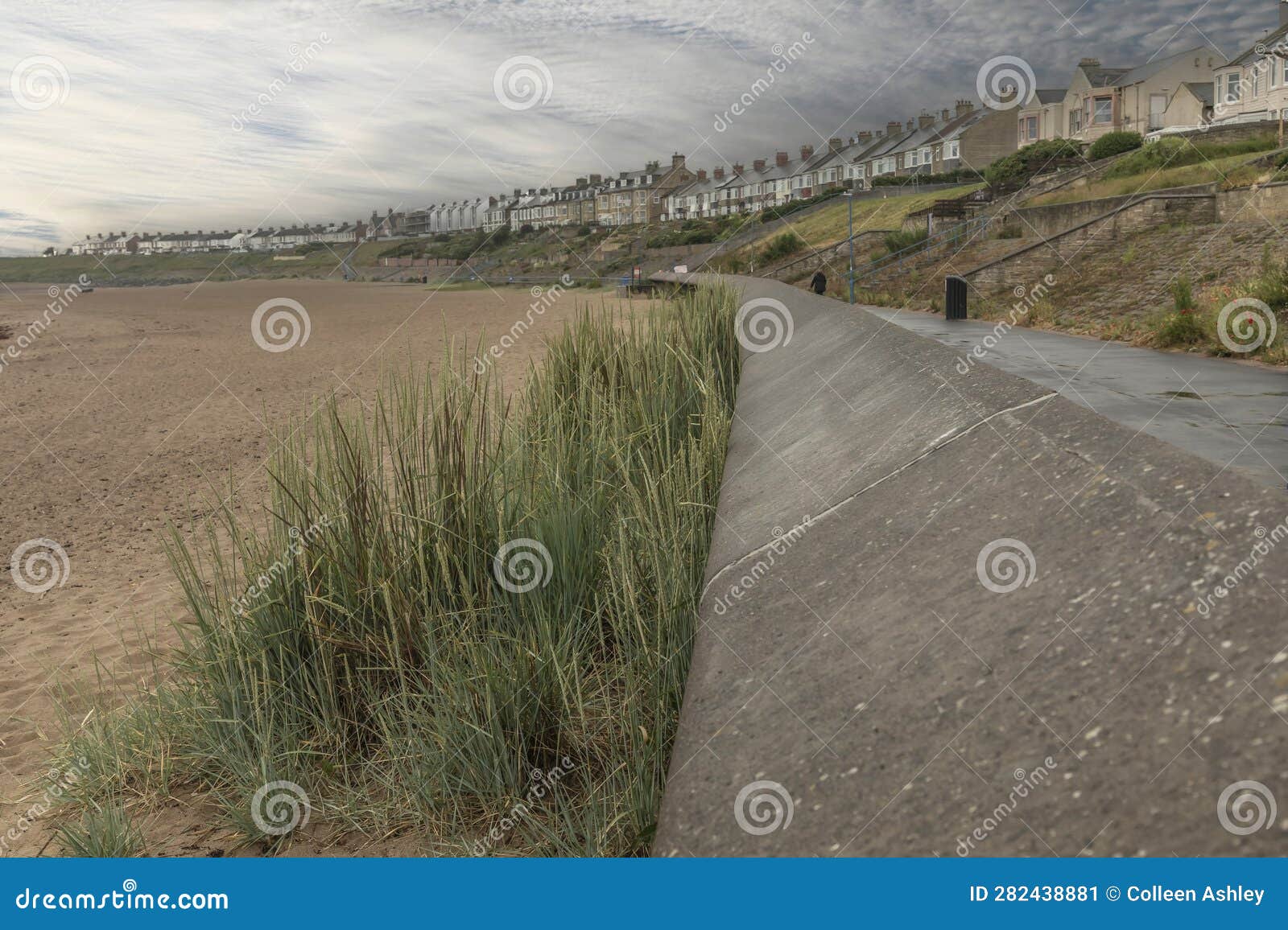 Looking Along the Beach at an Arc of Houses Stock Image - Image of ...