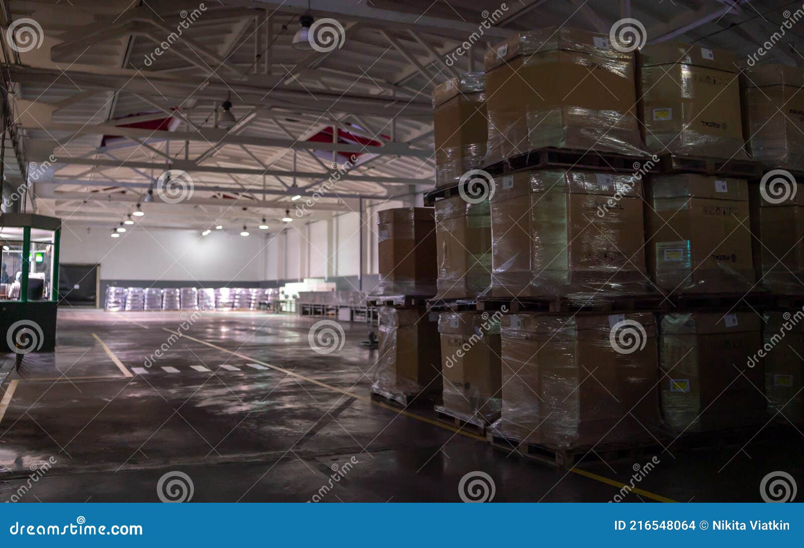Looking Around on a Big Food Factory Warehouse with Multi-tiered System ...