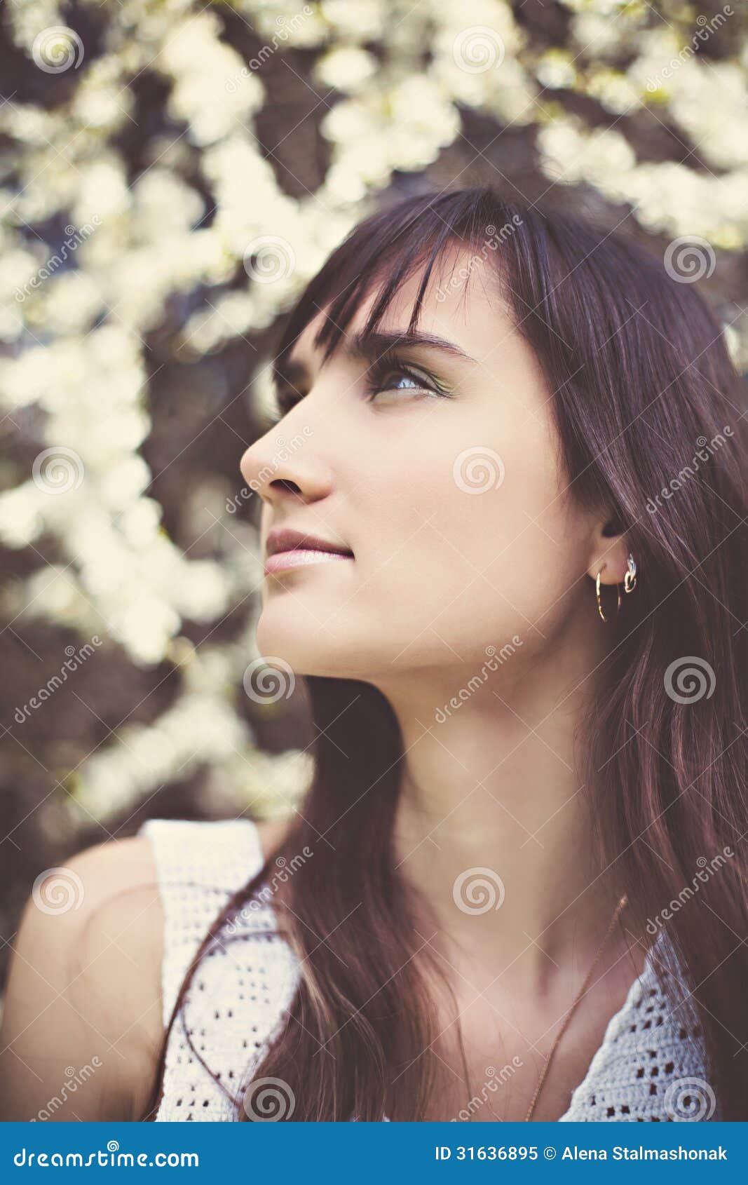 Looking aside stock image. Image of floral, beautiful - 31636895