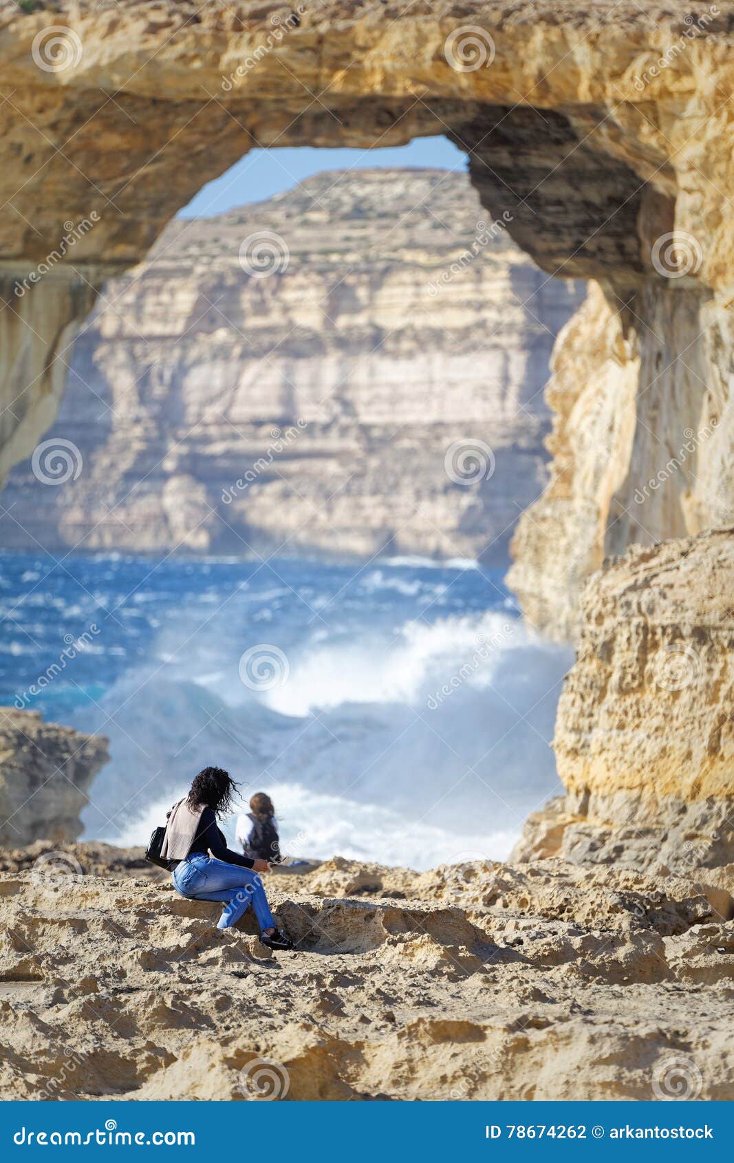 Looking the Azur Window, Gozo, Malta Editorial Photography - Image of ...