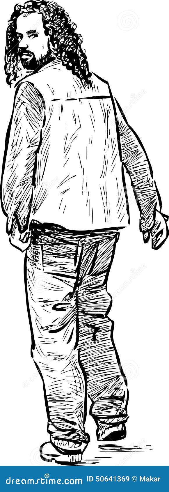 Looking back man stock vector. Illustration of hand, vector - 50641369