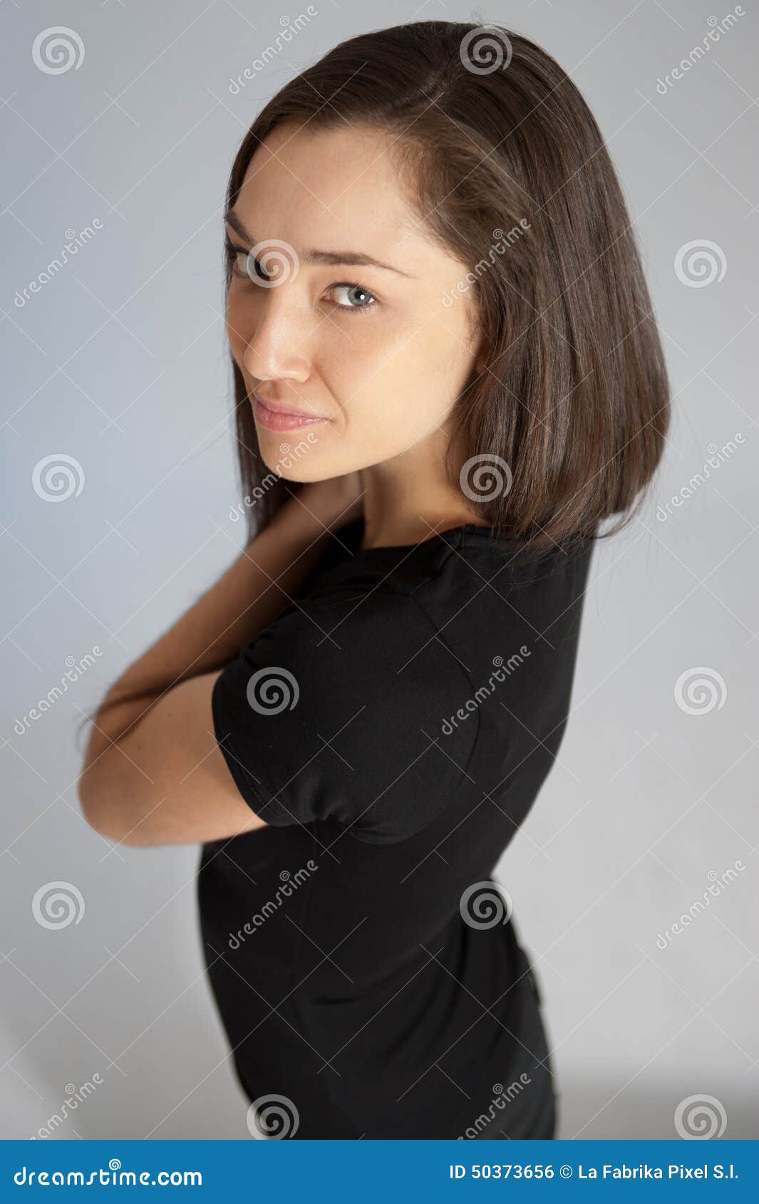 Looking back stock photo. Image of portrait, eyes, beautiful - 50373656