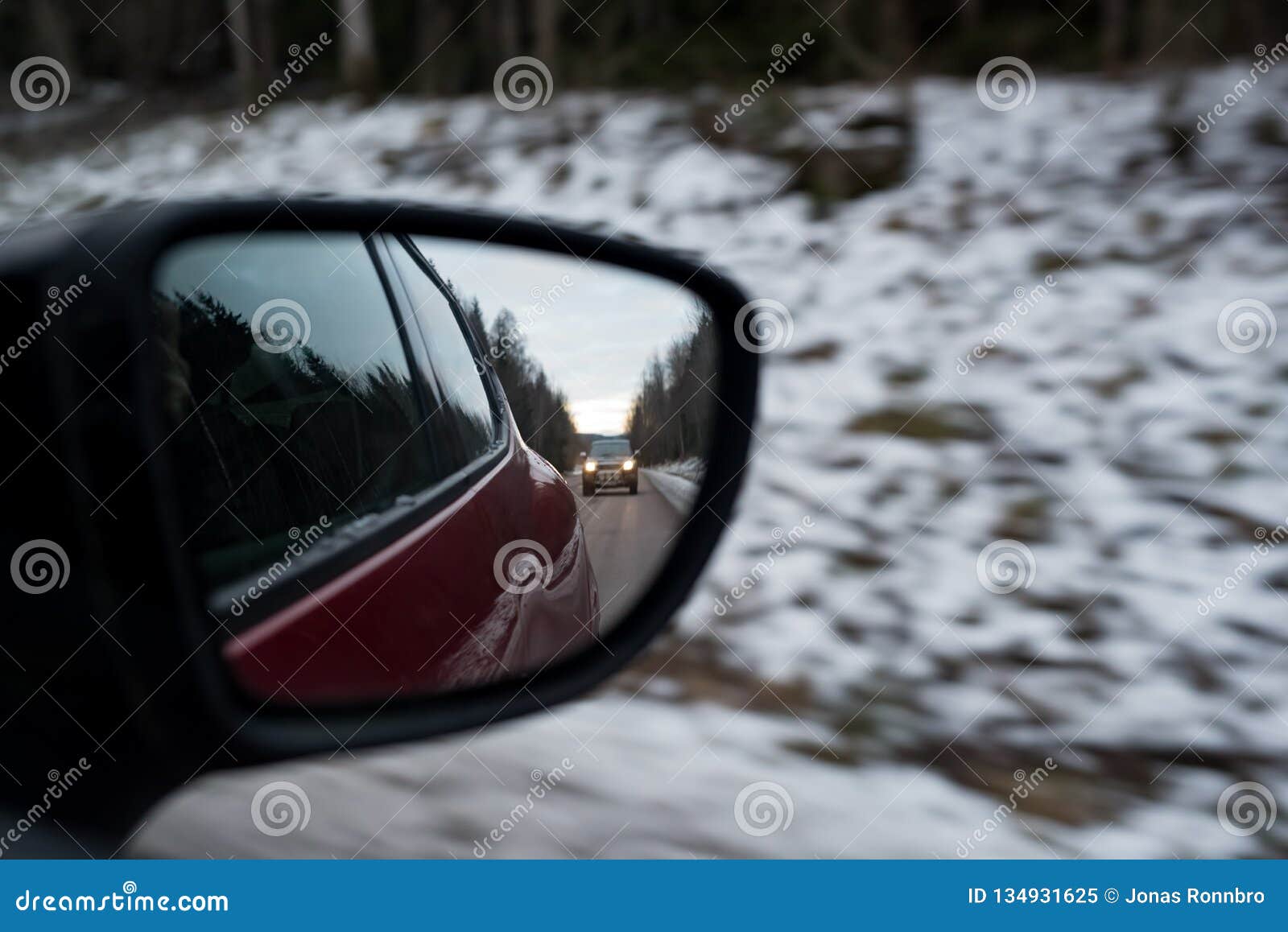 Looking Back in a Side Mirror at a Car Stock Image - Image of carlight ...