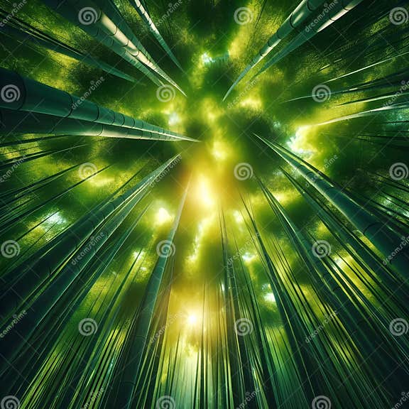 Looking from Below the Towering Trees of Leaves Lush with Dappled Light ...