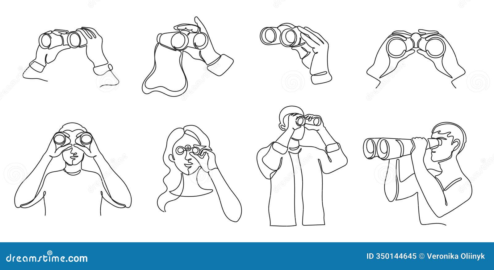 Looking through Binocular. Observer Hands and People Holding Binoculars ...