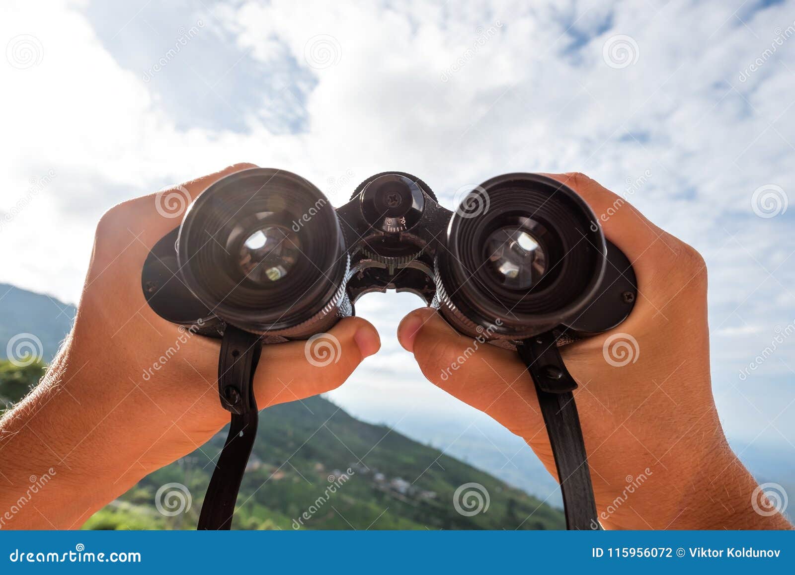 Looking through the Binoculars. Stock Photo - Image of outdoors ...