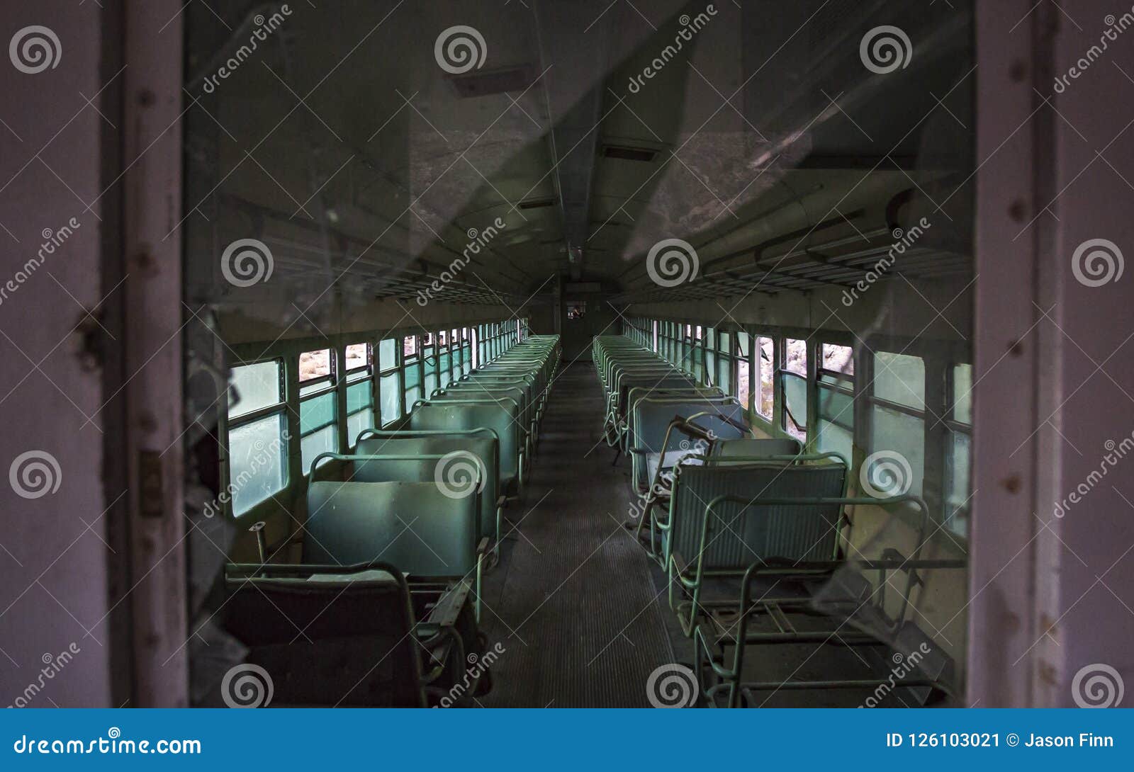 Looking through a Broken Glass Inside an Old Train Stock Image - Image ...