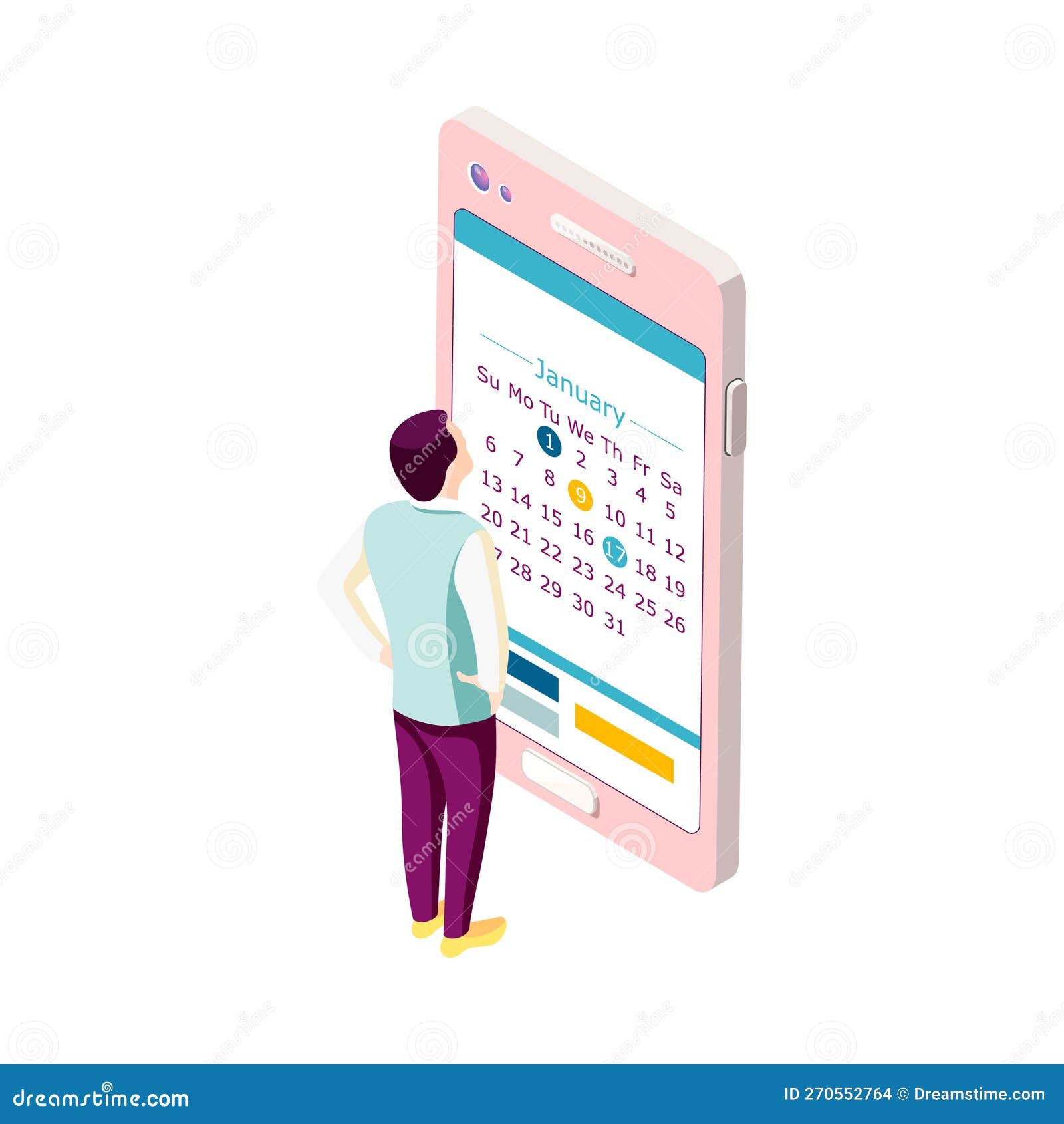 Looking at Calendar Composition Stock Vector - Illustration of quality ...