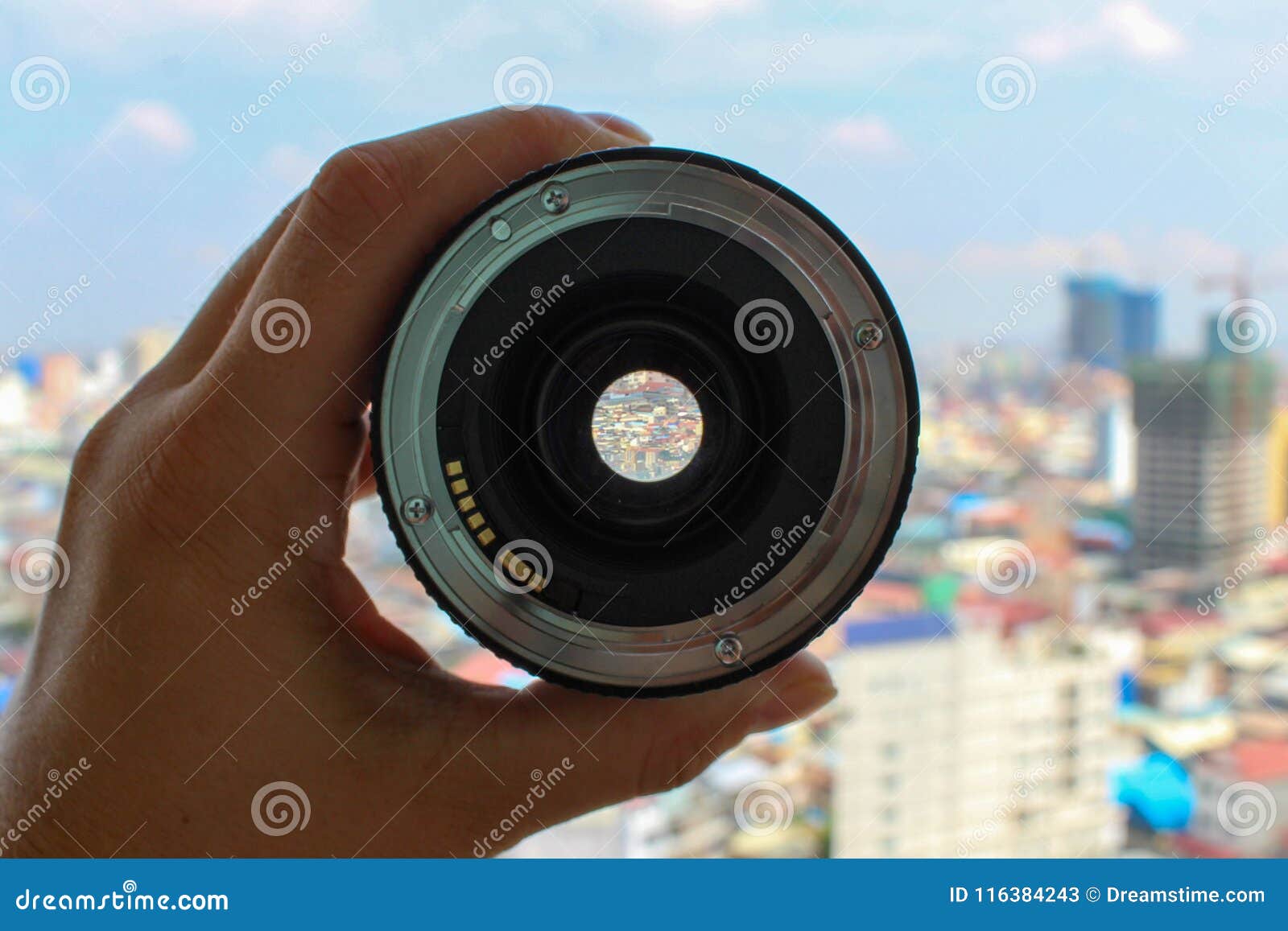 Looking through a Camera Lens Stock Image - Image of people, imaging ...