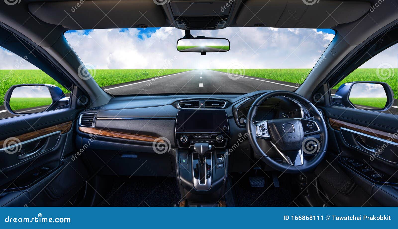 Looking through a Car Windshield with Beautiful Landscape. Travel in ...