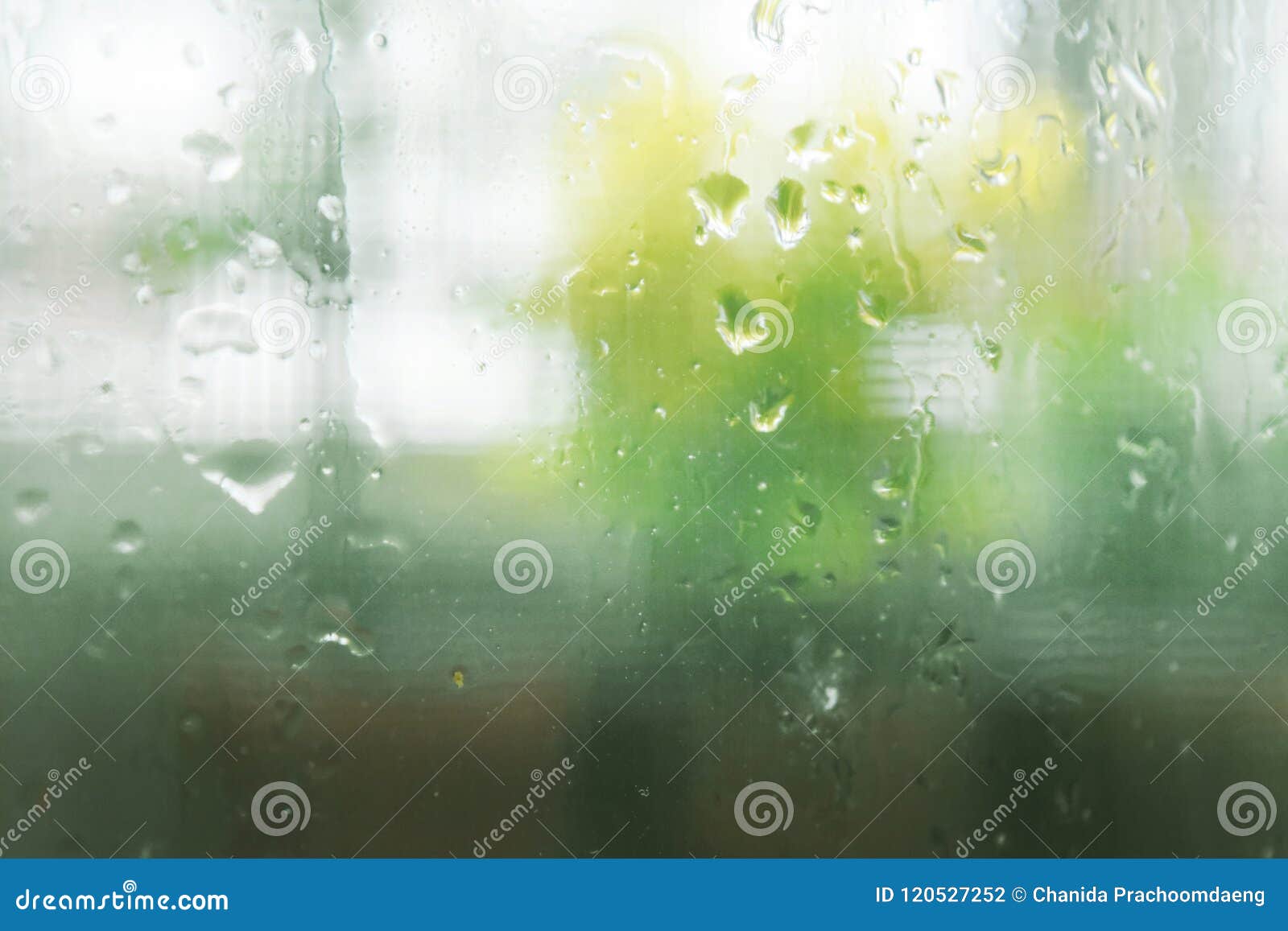 Looking through the Clear Glass To the Outside while it Rain. Stock ...