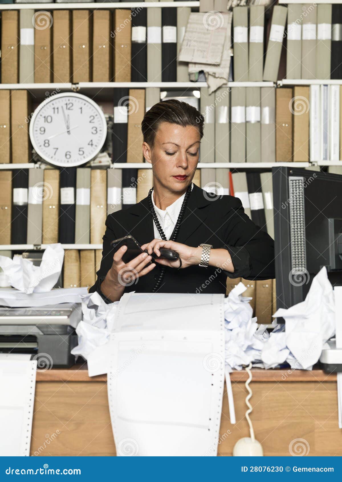 Looking at clock stock photo. Image of occupation, messy - 28076230