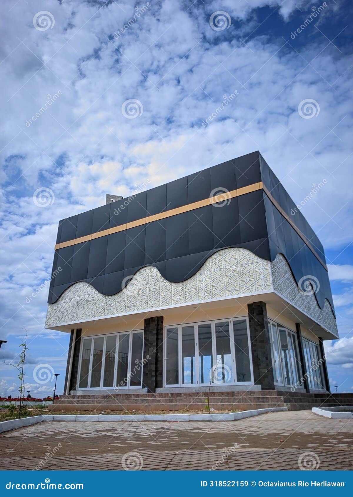 Looking at the Clouds from the Kaaba-shaped Mosque Building Stock Image ...