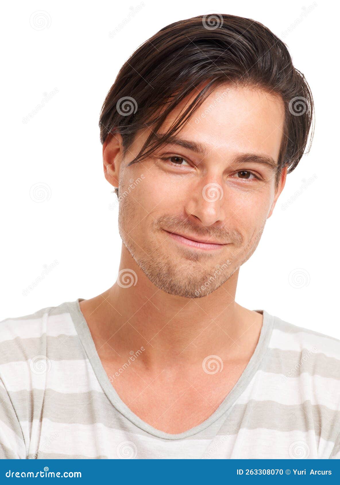 Looking for a Confidence Boost. Sweet Young Man Making a Bashful Face with a Hint of a Smile ...