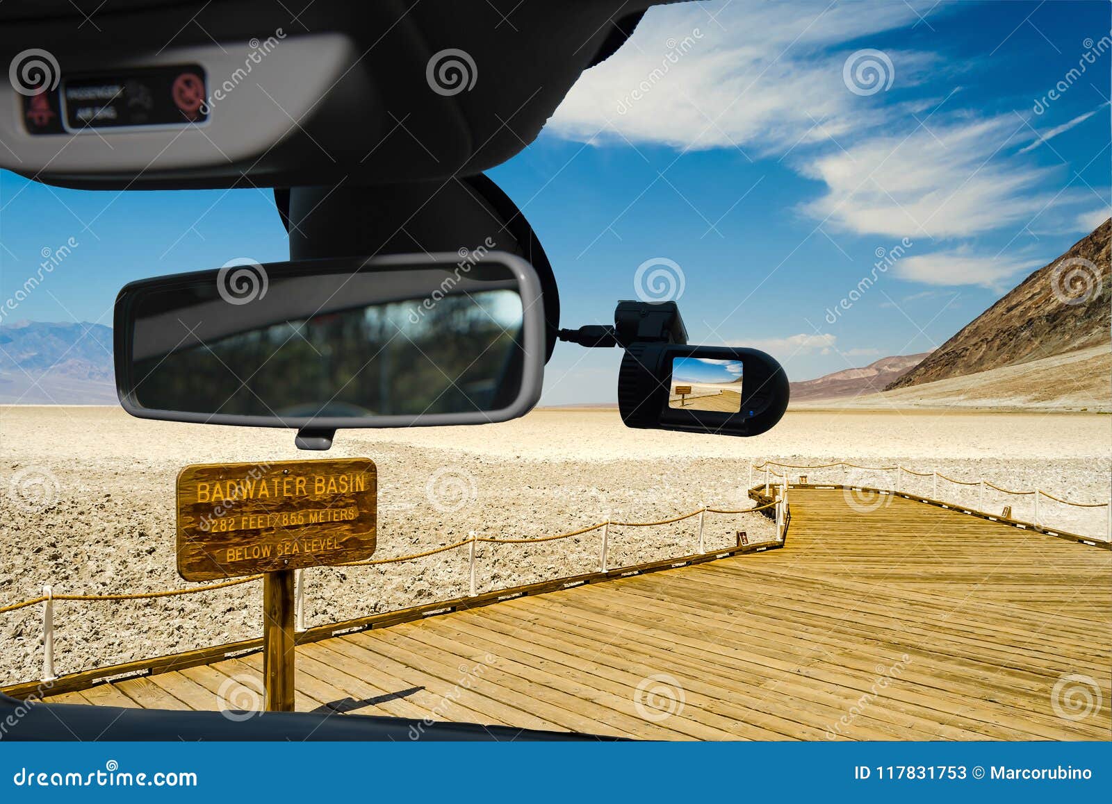 Dashcam Car Camera View of Badwater Basin, Death Valley, USA Stock ...