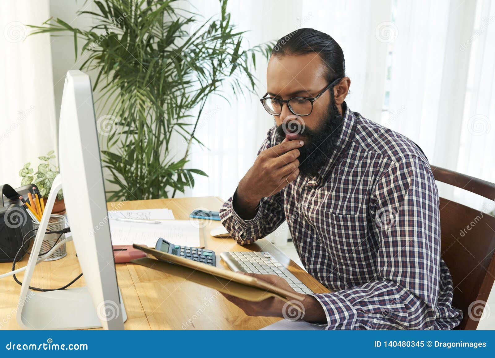 Looking through data stock image. Image of organization - 140480345