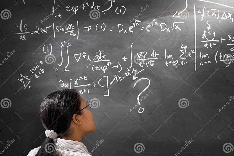 Looking at Difficult Complex Equation Stock Image - Image of blackboard ...