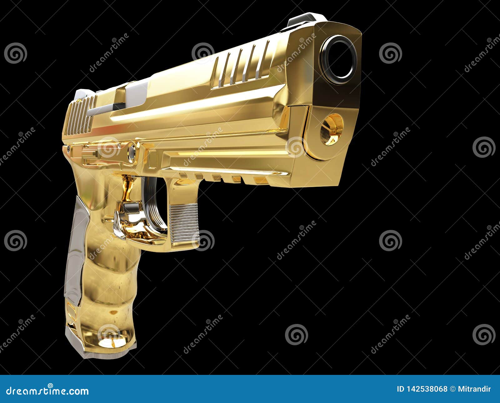 Looking Down the Barrel of a Golden Gun Stock Illustration ...