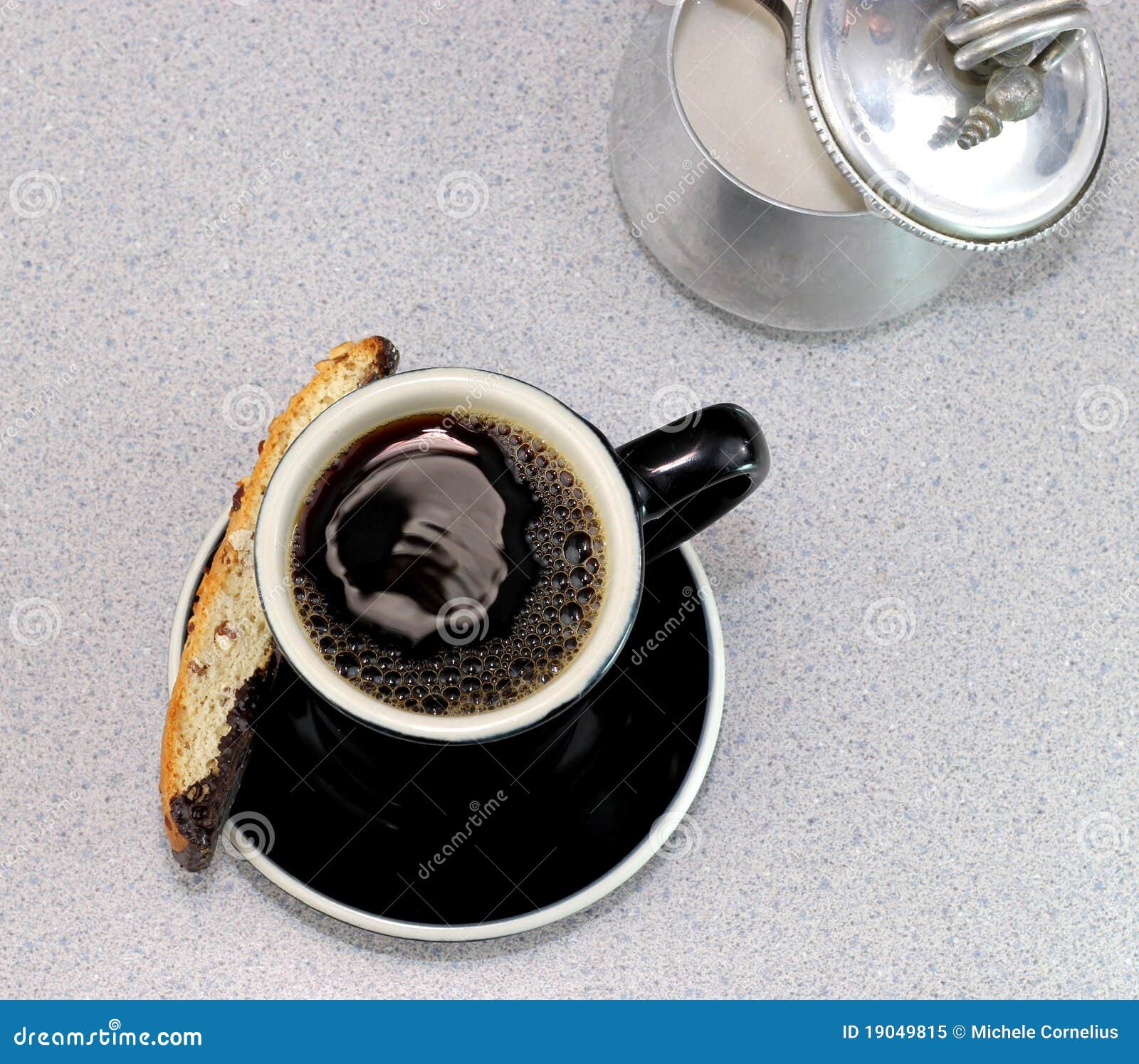 Looking Down on Black Coffee Stock Image - Image of biscuit, diner ...